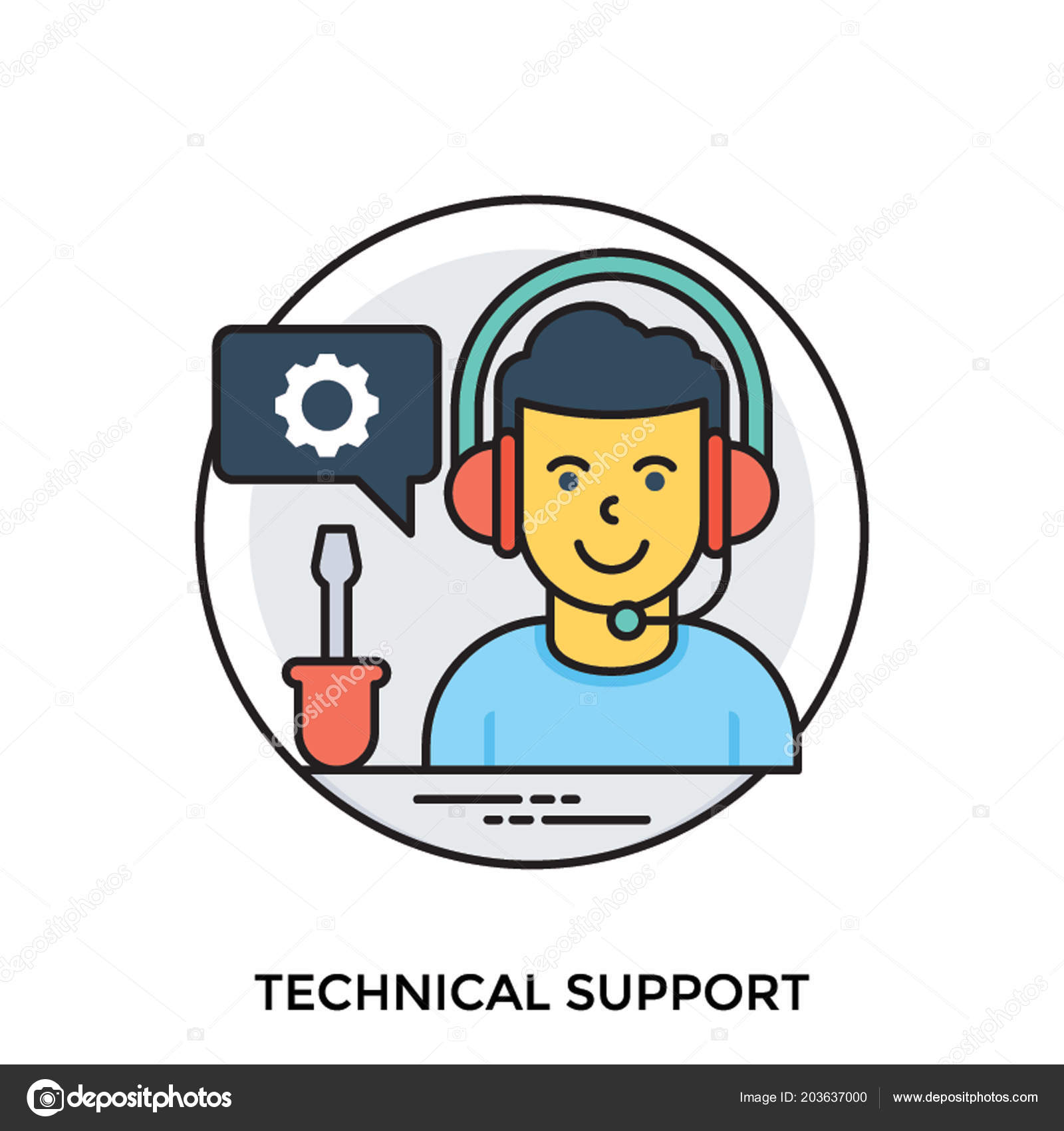 Technical Tools Human Avatar Having Headphones Giving Technical Support ...