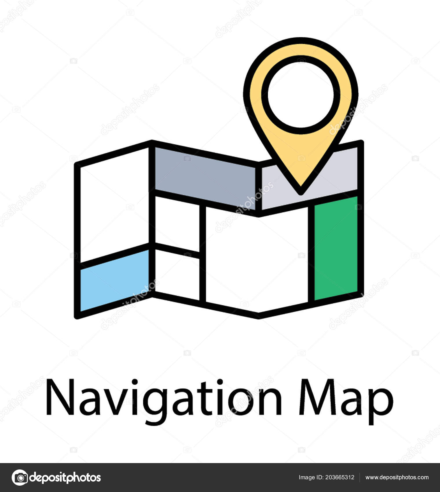 Tri Folding Cartography Some Local Place Location Marker Indicating Map ...