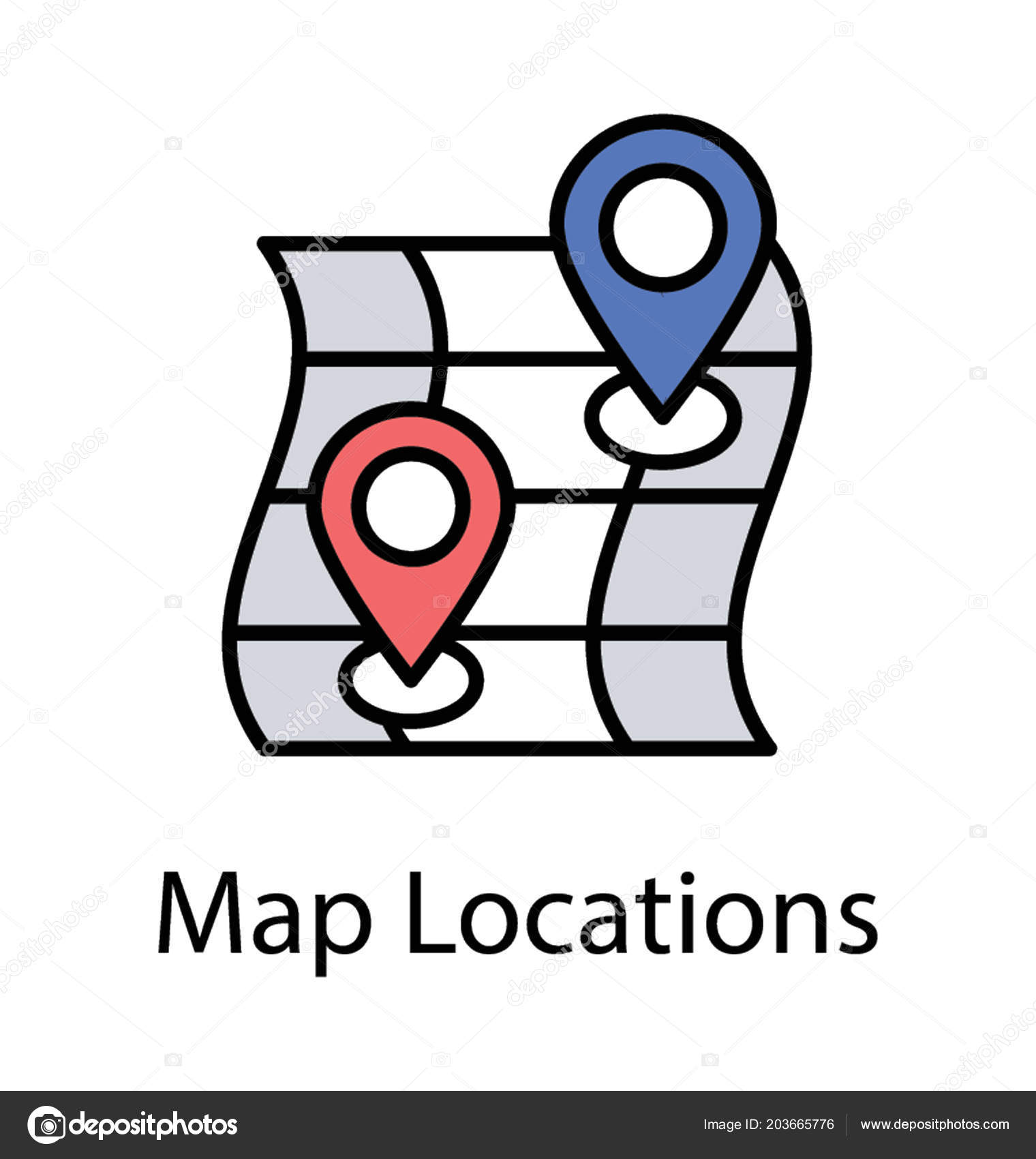 Street Map Navigation Two Location Point Markers Stock Vector Image by ...