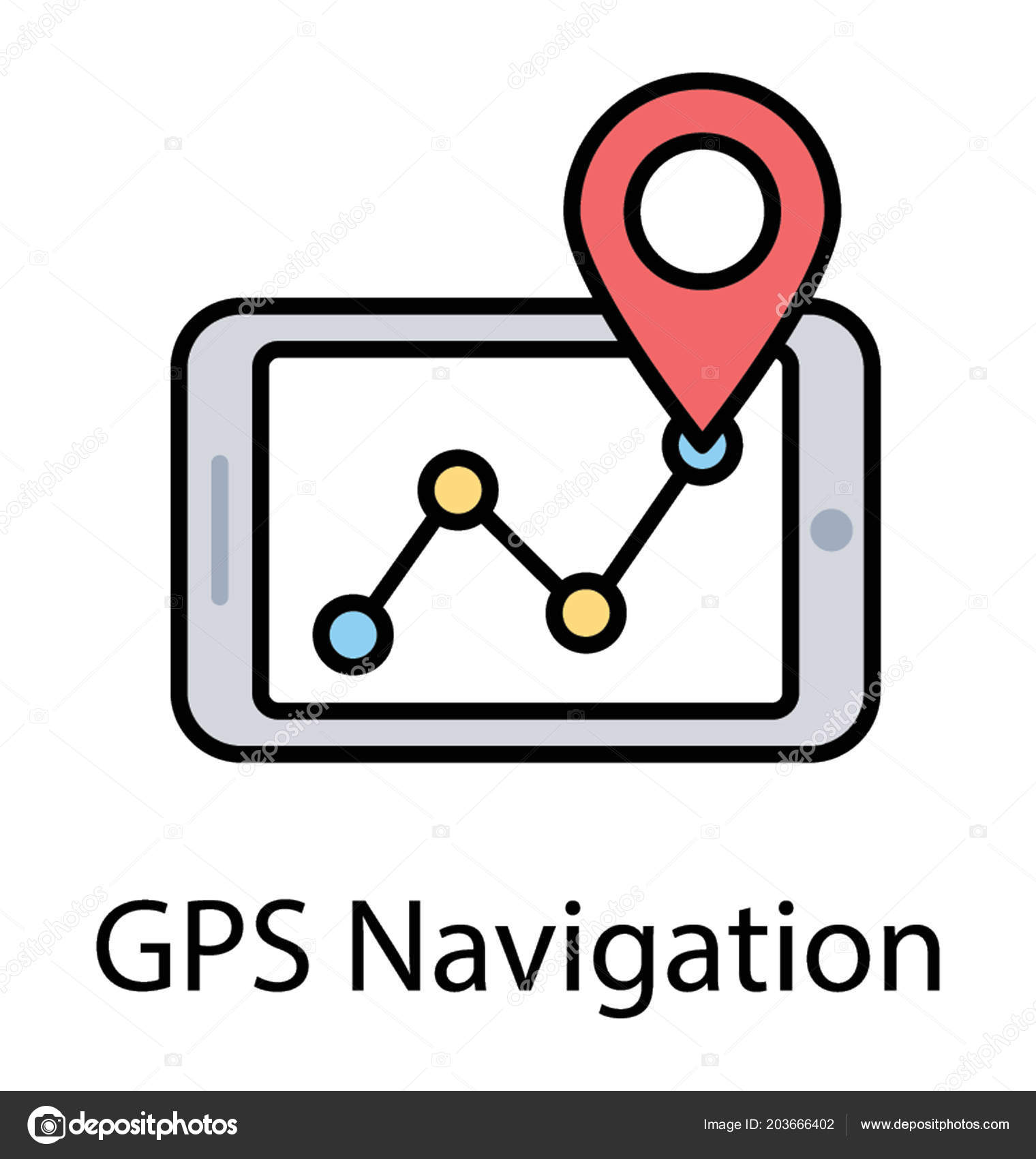 Mobile Screen Navigation Pointer Start End Destination Points Stock ...