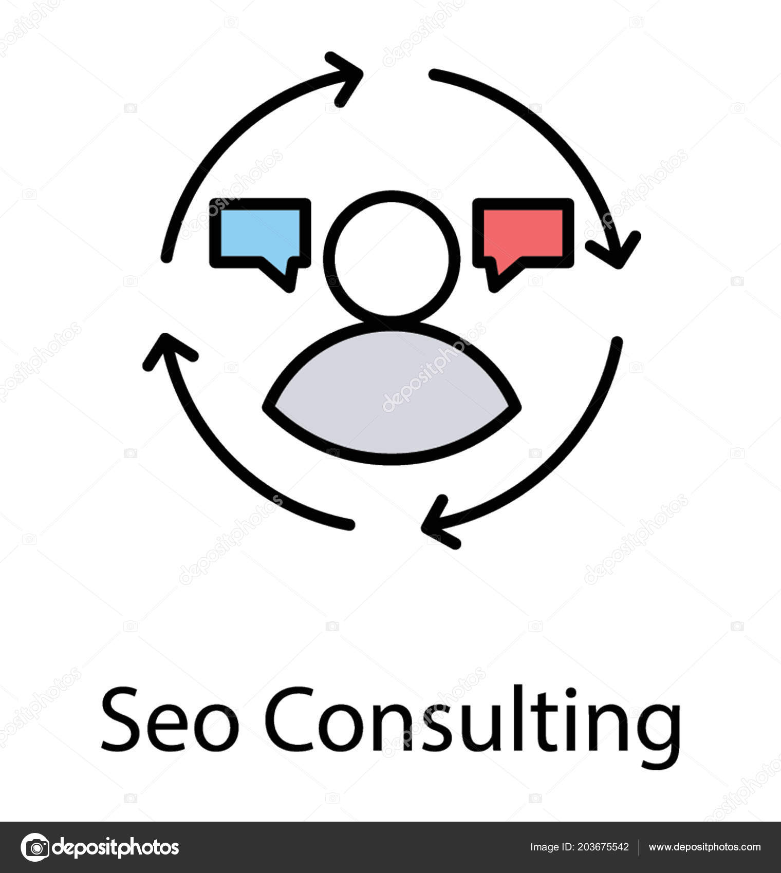 Male Avatar Two Circling Arrows Speech Bubble Indicating Seo Consulting ...