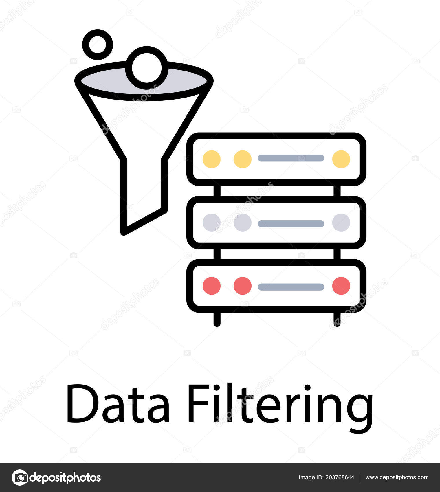 Server Database Filtering Funnel Big Data Filter Icon — Stock Vector ...