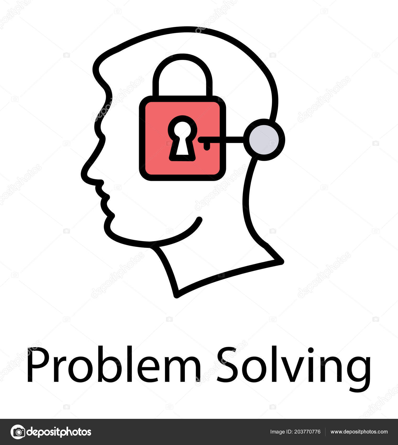 Human Head Lock Key Problem Solving Icon — Stock Vector © vectorsmarket ...
