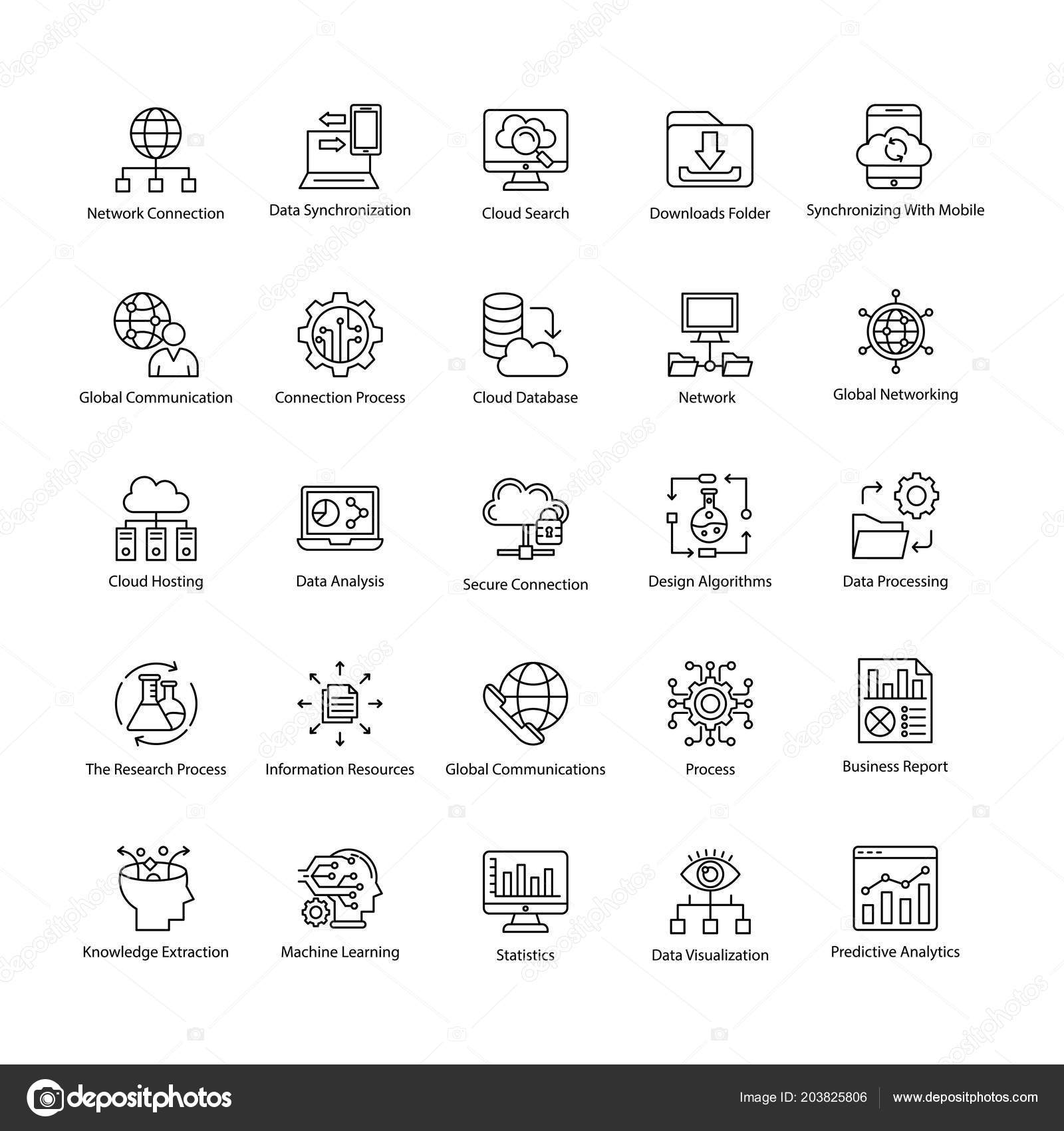 Collection Data Science Line Vector Icons Stock Vector Image by ...