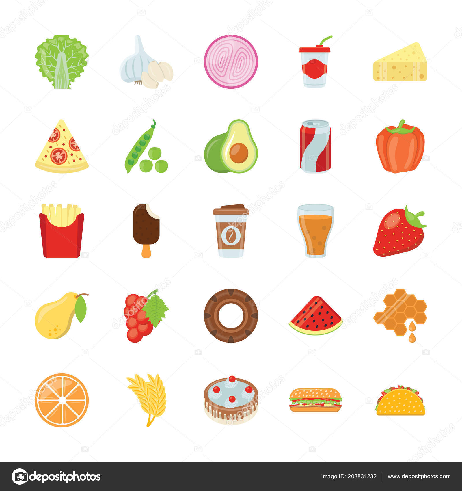 Food Ingredients Icons Pack Stock Vector Image by ©vectorsmarket #203831232
