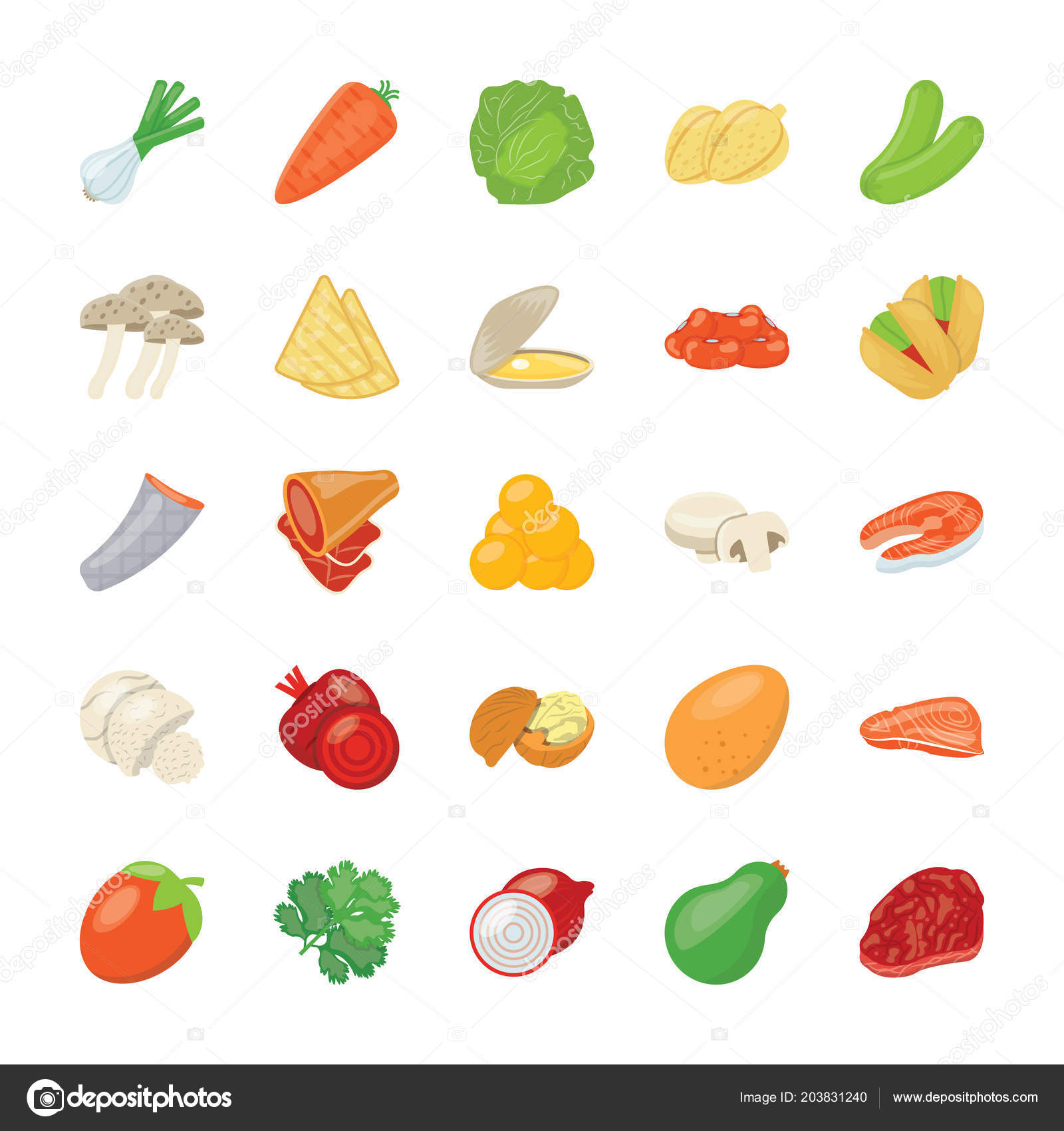 Food Ingredients Icons Pack Stock Vector Image by ©vectorsmarket #203831240