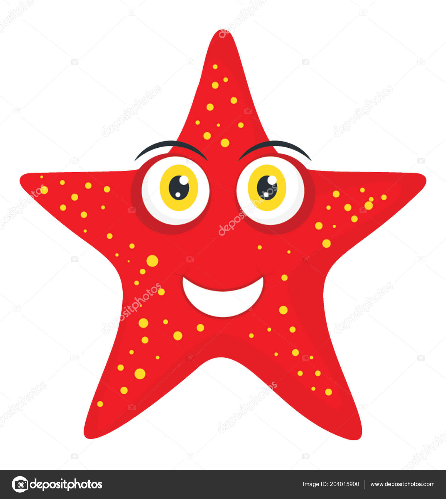 Star Shaped Wild Sea Animal Orange Red Color Depicting Starfish Stock ...