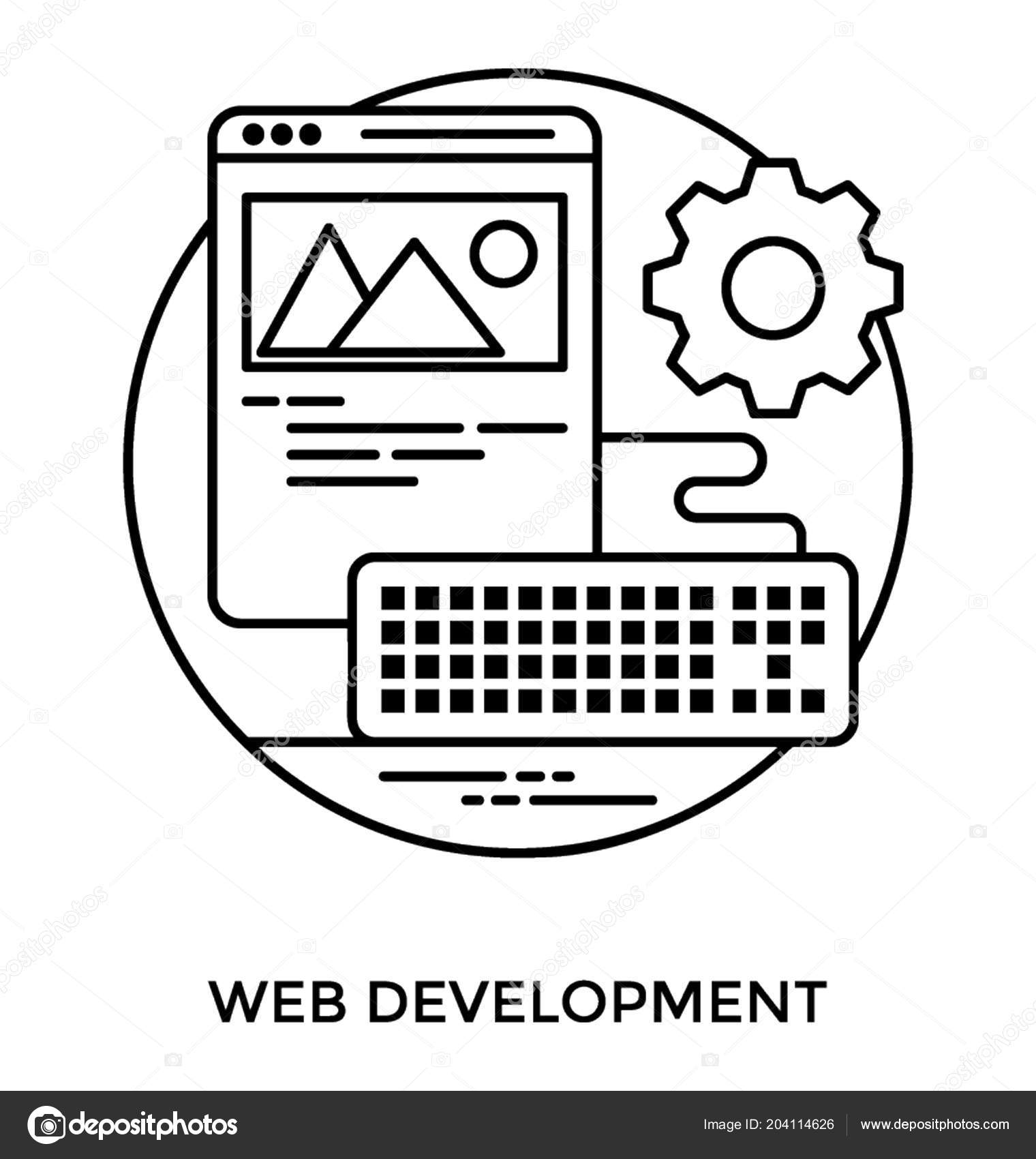 Keyboard Attached Webpage Template Gear Sign Scene Describing Web ...
