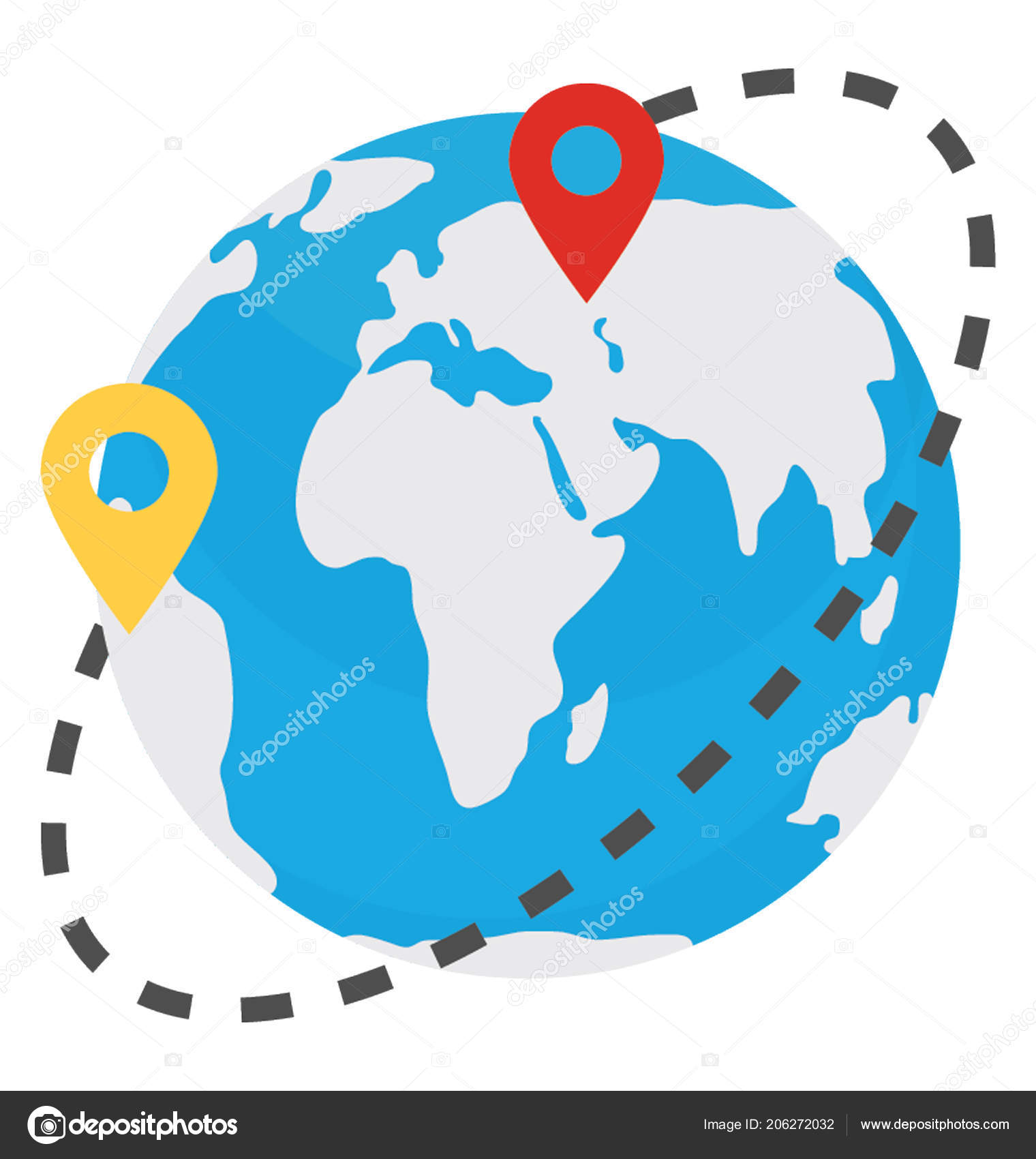 Globe Surrounded Track Pinpointers Describing Geolocation Icon Stock ...