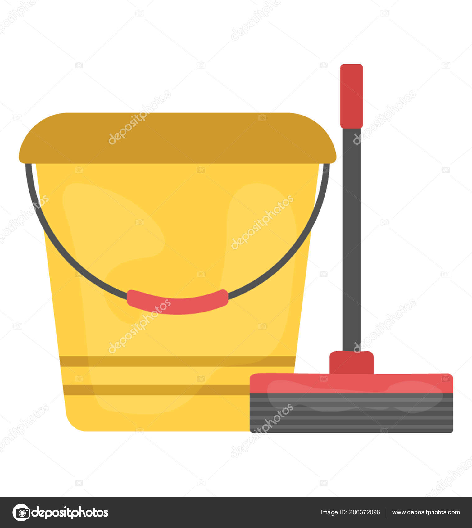 Bucket Wiper Together Symbolizing Floor Cleaning Concept Stock Vector ...