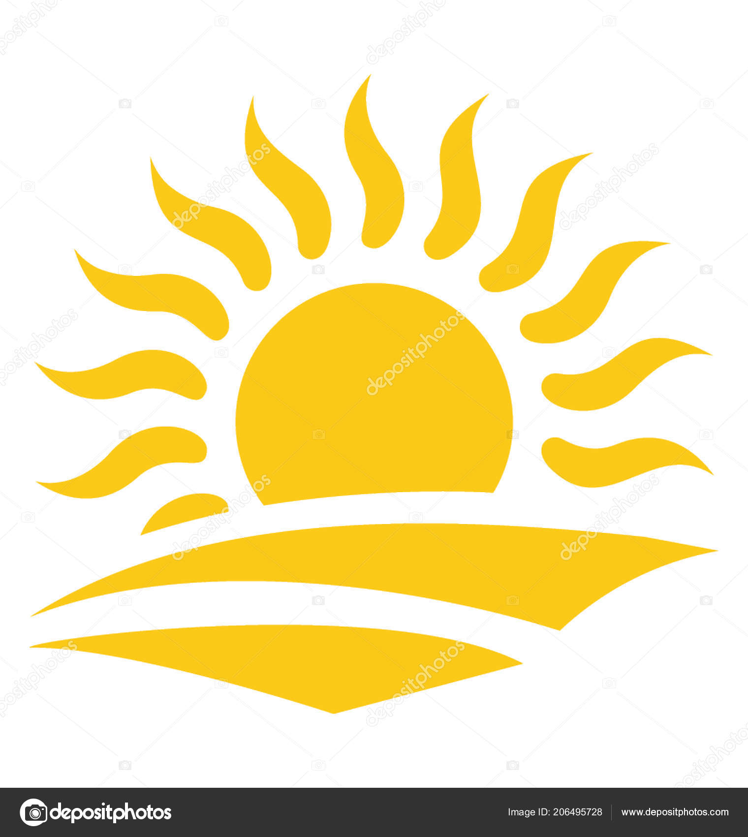 Half Sun Rays Emerging Upwards Sunrise Concept Stock Vector by ...