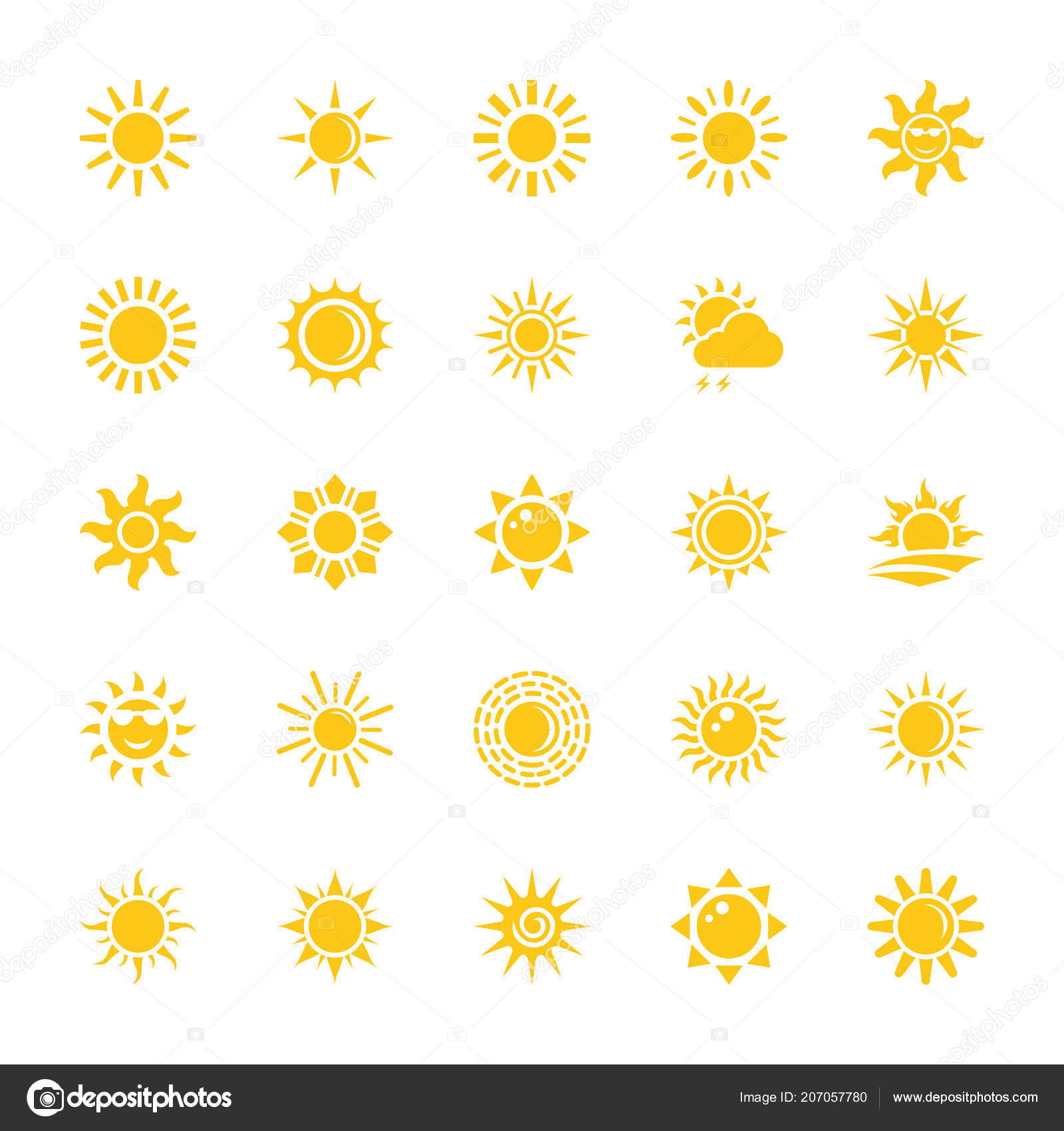 Sun Flat Icons Set Stock Vector Image by ©vectorsmarket #207057780