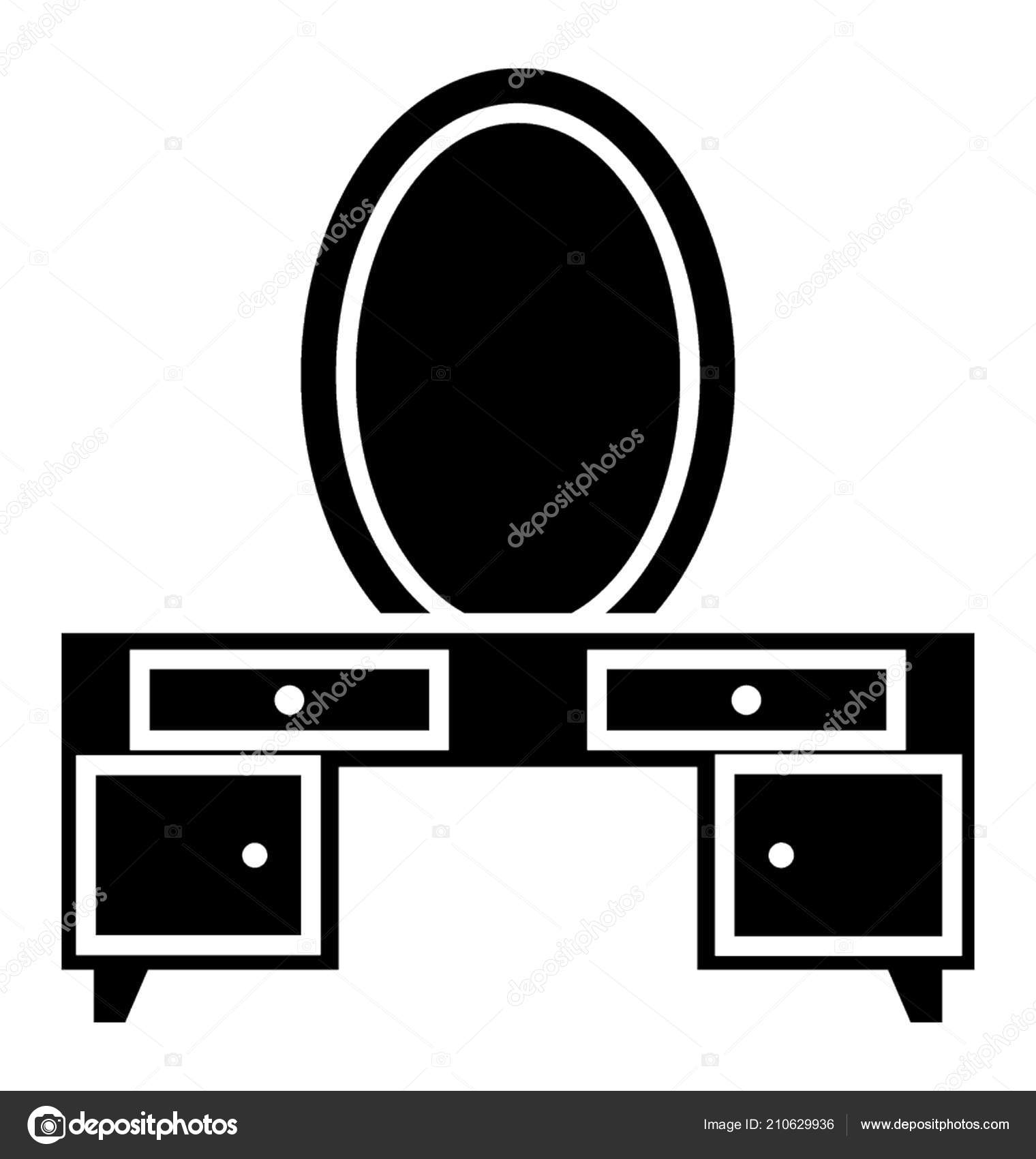Icon Portrait Vanity Table Front Drawers Mirror Stock Vector Image by ...