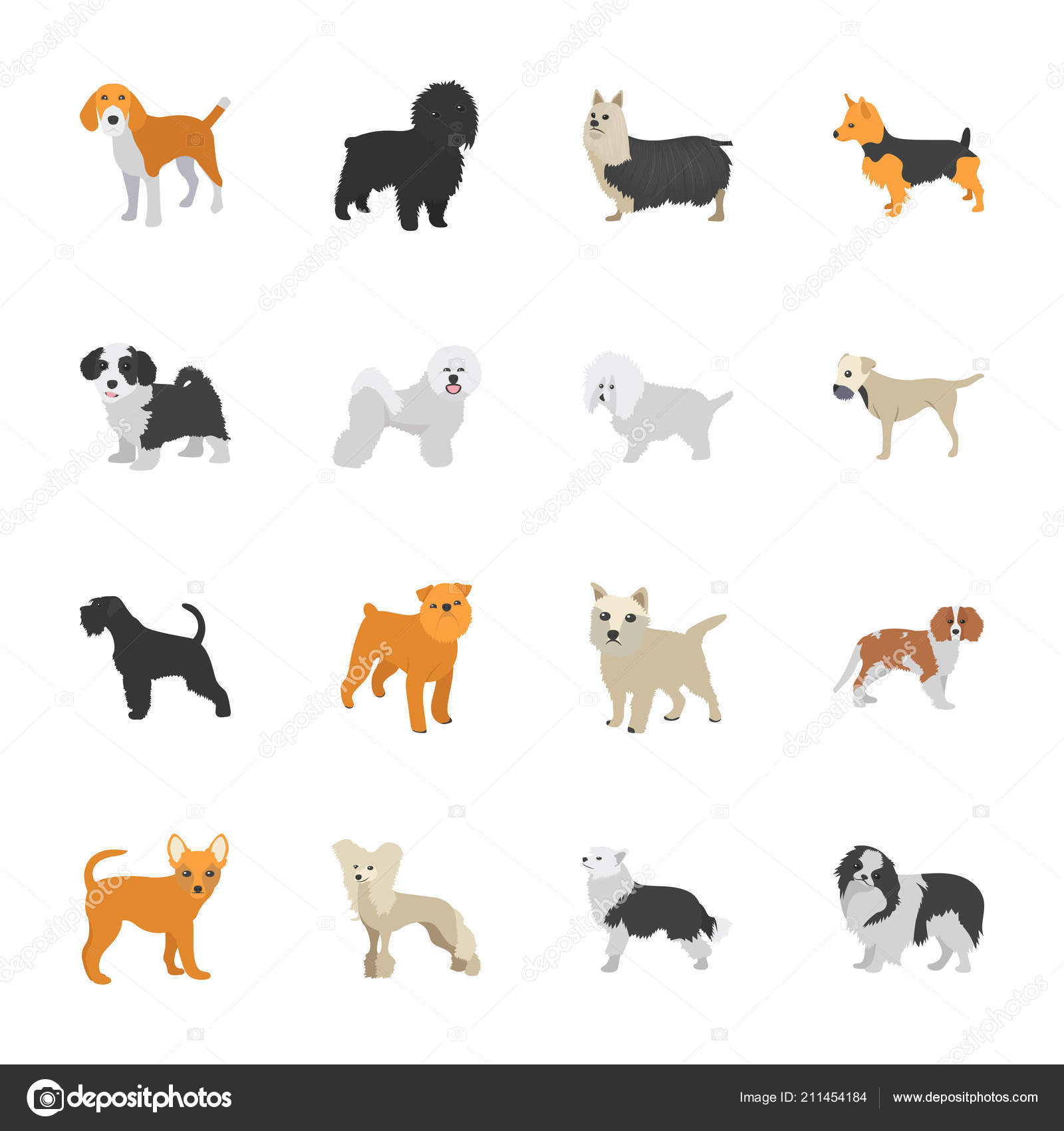 Juego Iconos Razas Perro Vector de stock #211454184 de ©vectorsmarket