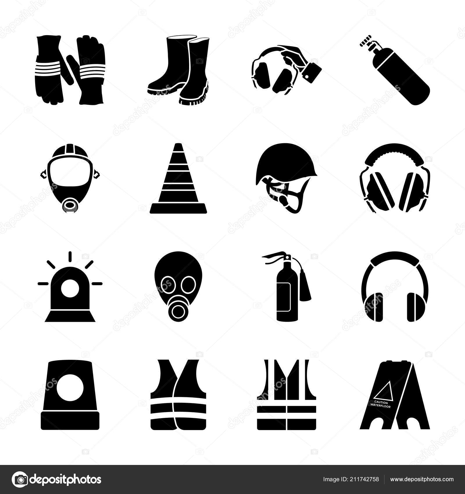 Safety Equipment Icons Set Stock Vector Image by ©vectorsmarket #211742758