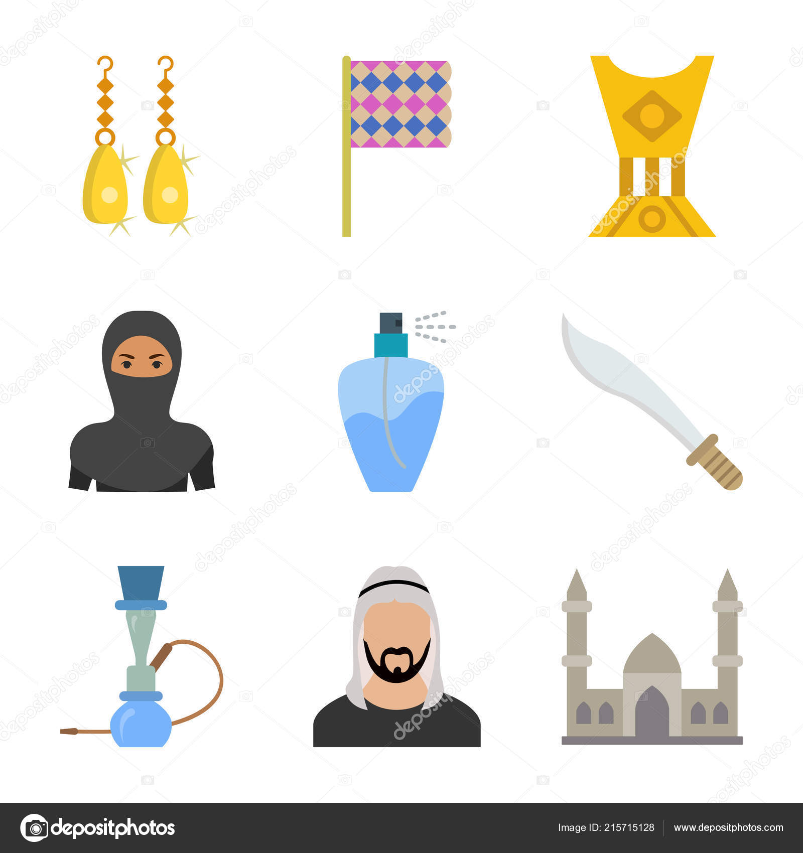Old Traditional Heritage Arab Flat Icons Stock Vector Image by ...