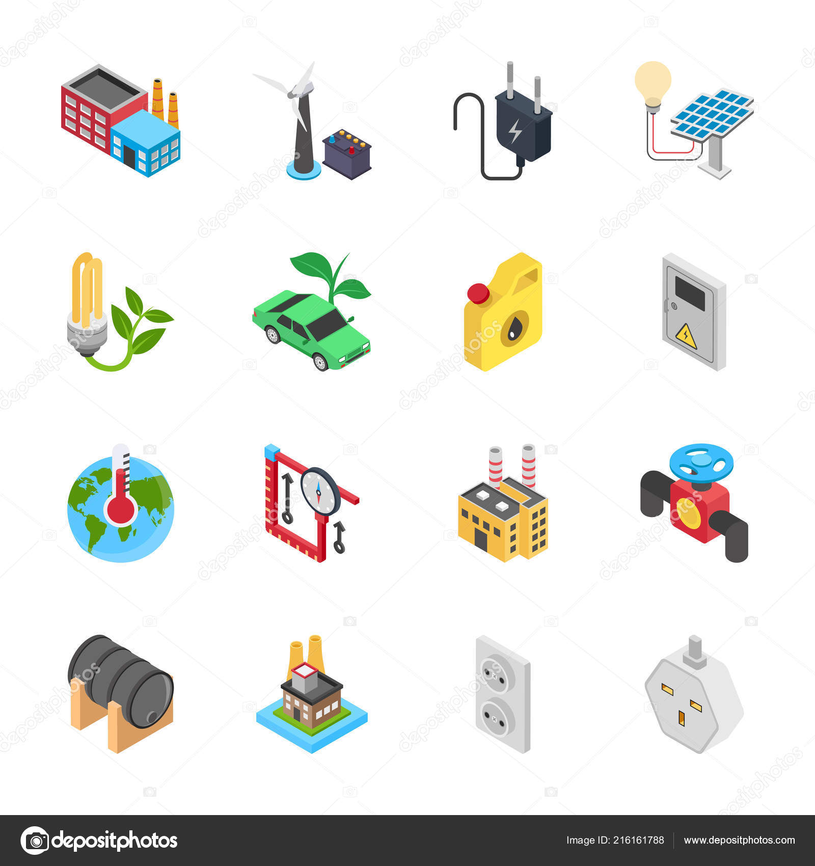 Energy Isometric Icons Set Stock Vector Image by ©vectorsmarket #216161788