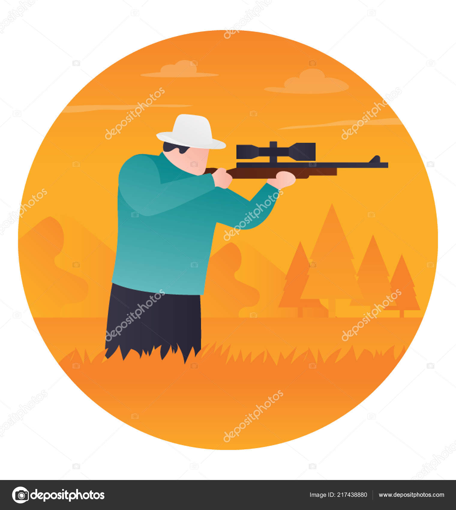 Man Doing Hunting Gun Stock Vector Image by ©vectorsmarket #217438880