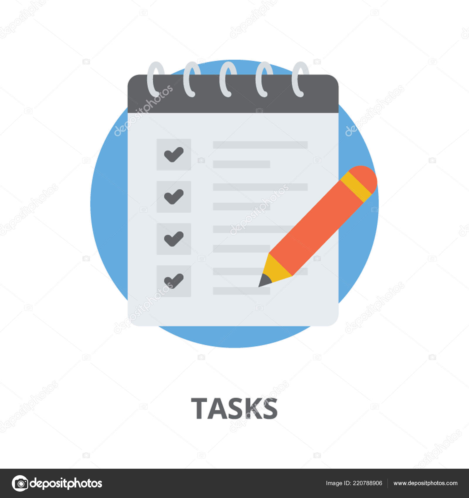 Notepad Check Marks Pencil Showing Tasks Icon Stock Vector by ...
