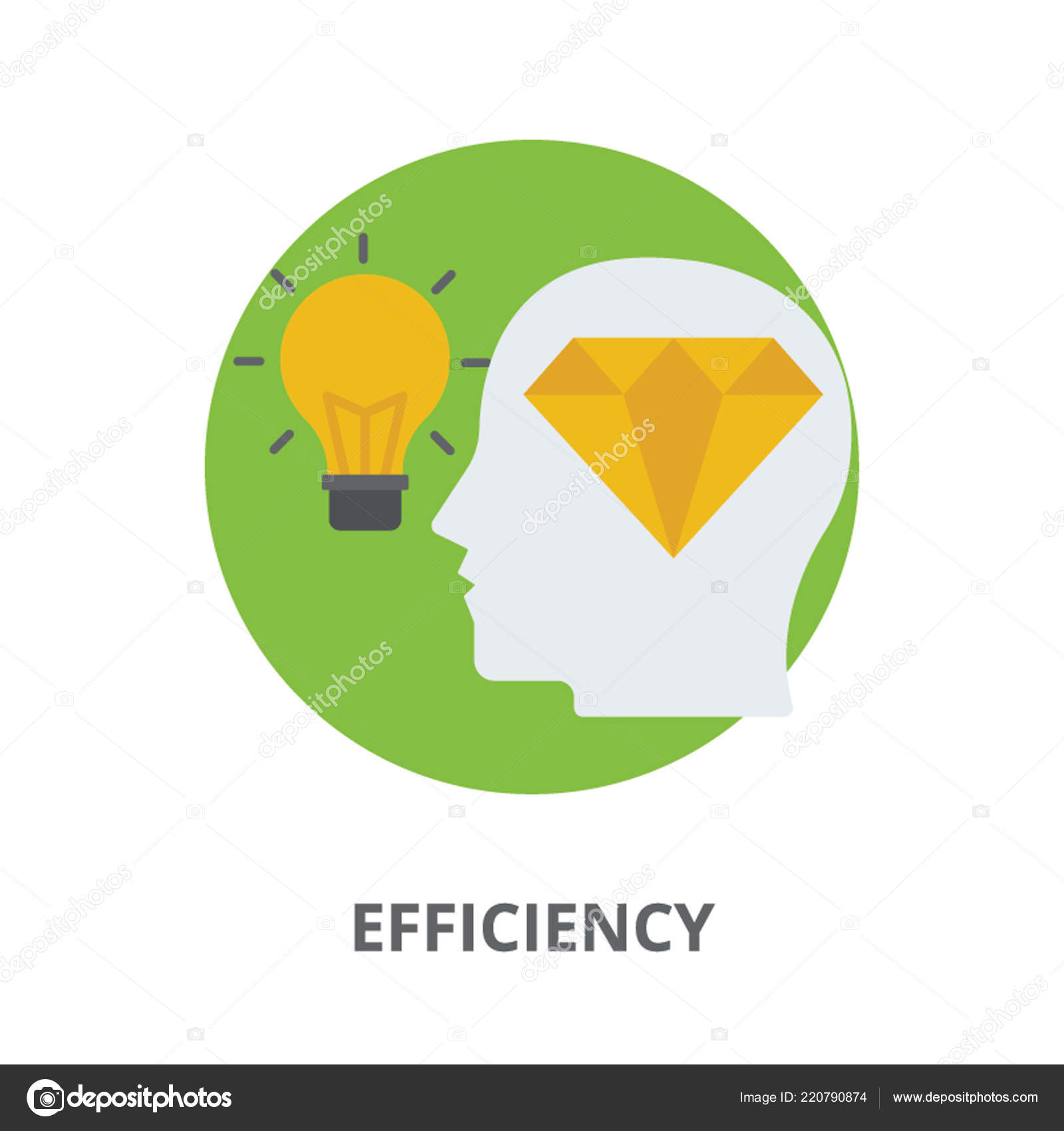Diamond Bulb Human Head Showing Efficiency Icon Stock Vector Image by ...