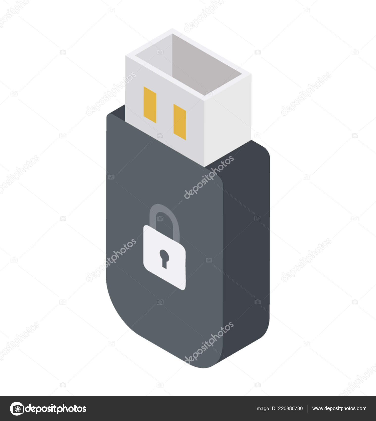 Usb Lock Data Protection Stock Vector by ©vectorsmarket 220880780