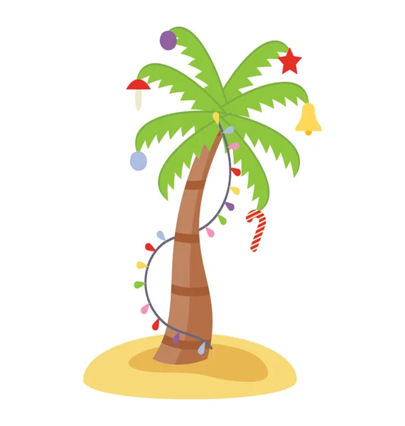 Palm Tree With Christmas Lights Clip Art