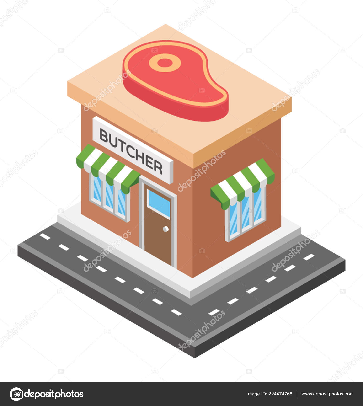 Meat Availability Butchers Shop Flat Icon Design Stock Vector by ...