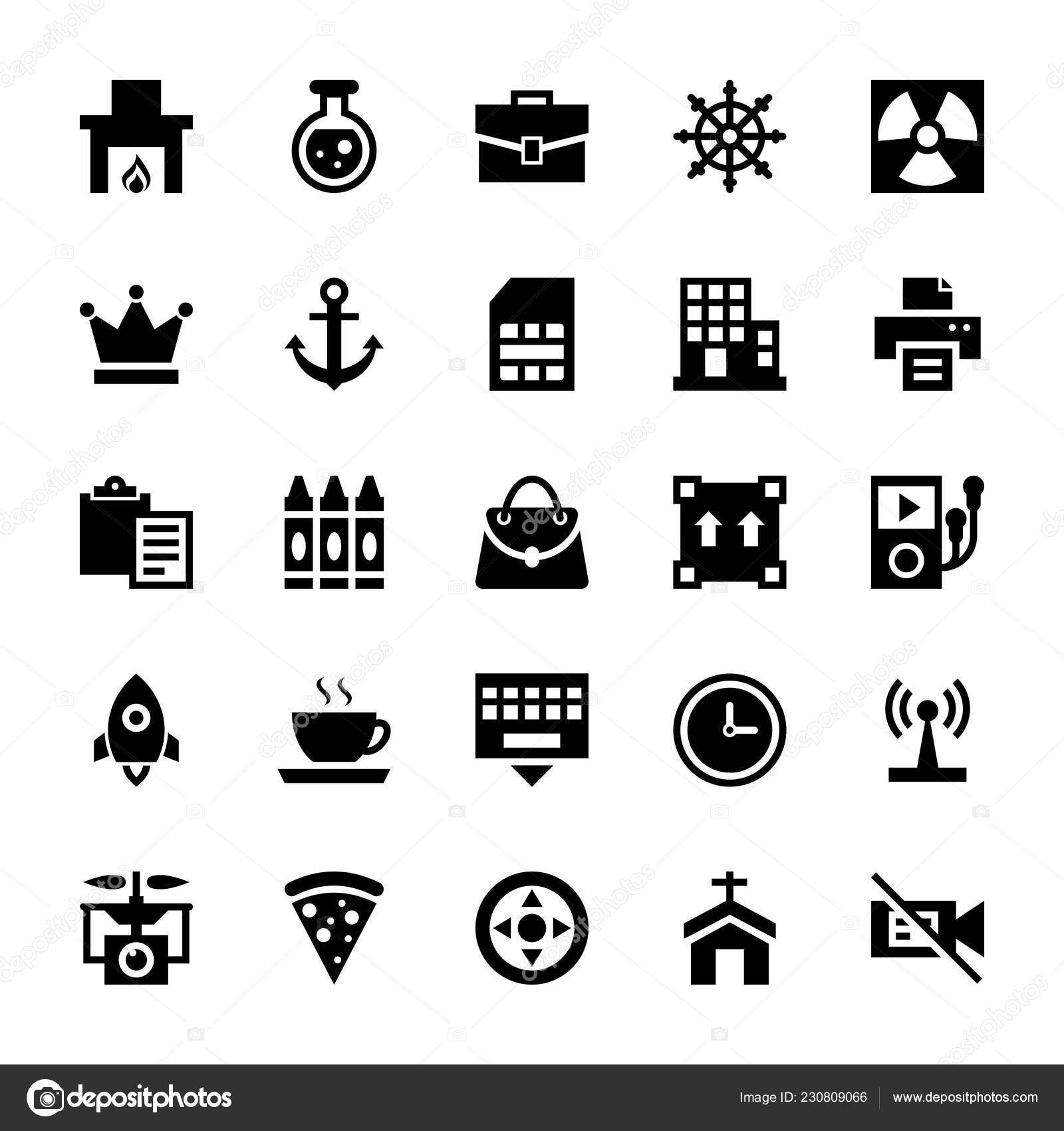 Set Responsive User Interface Icons Solid Vector Style Right Here Stock ...