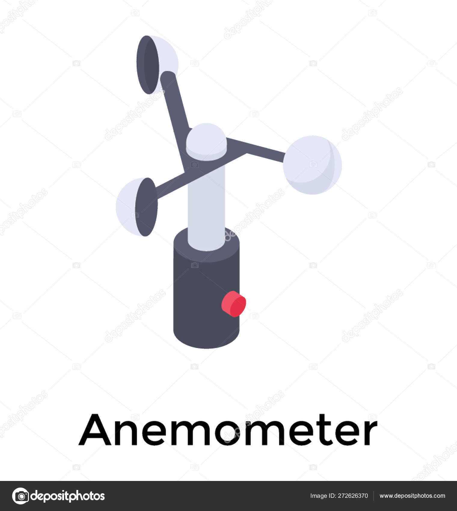 Wind Direction Instrument Anemometer Isometric Icon — Stock Vector ...