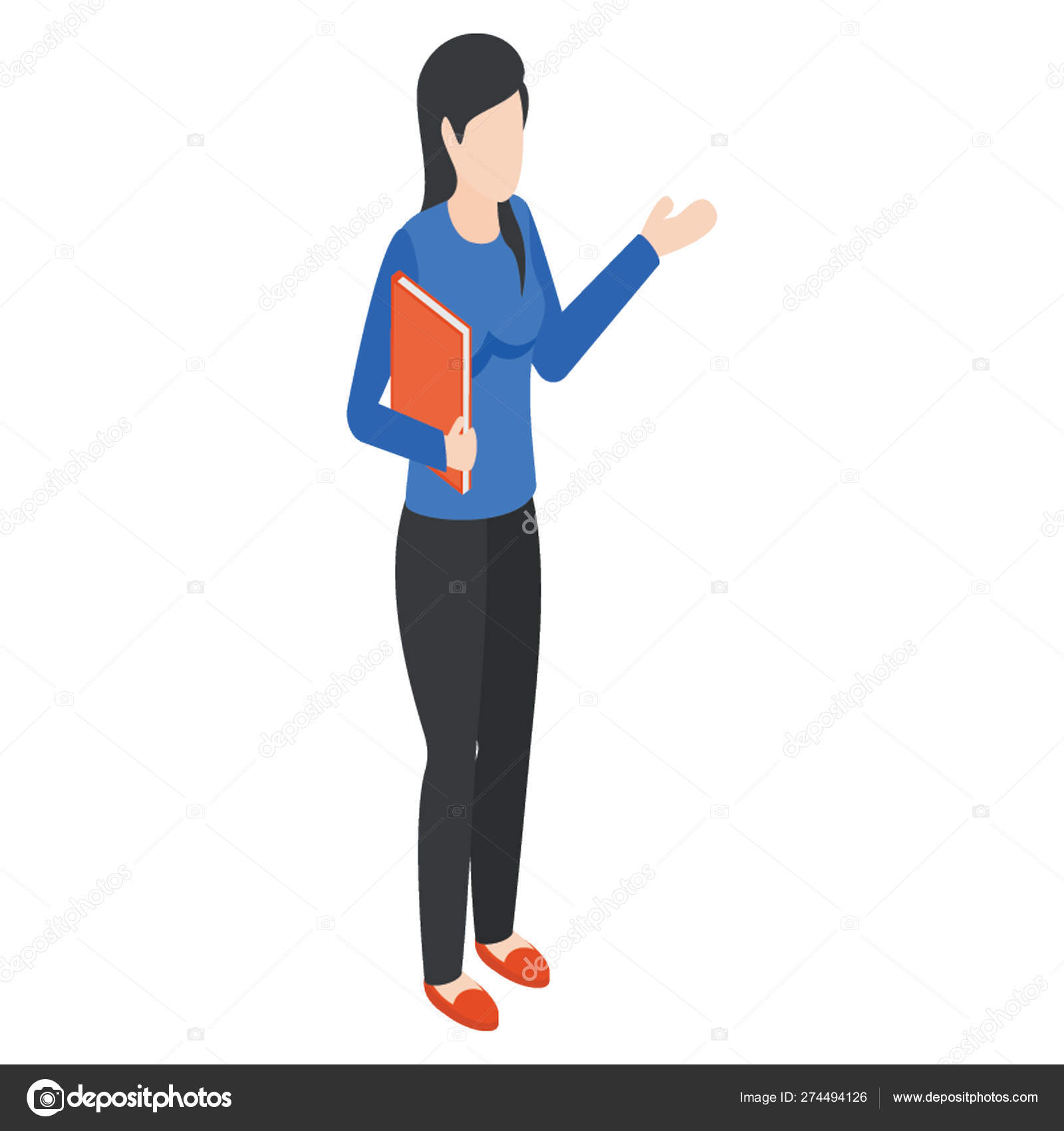 Isometric Design Female Employee Avatar Stock Vector Image by ...