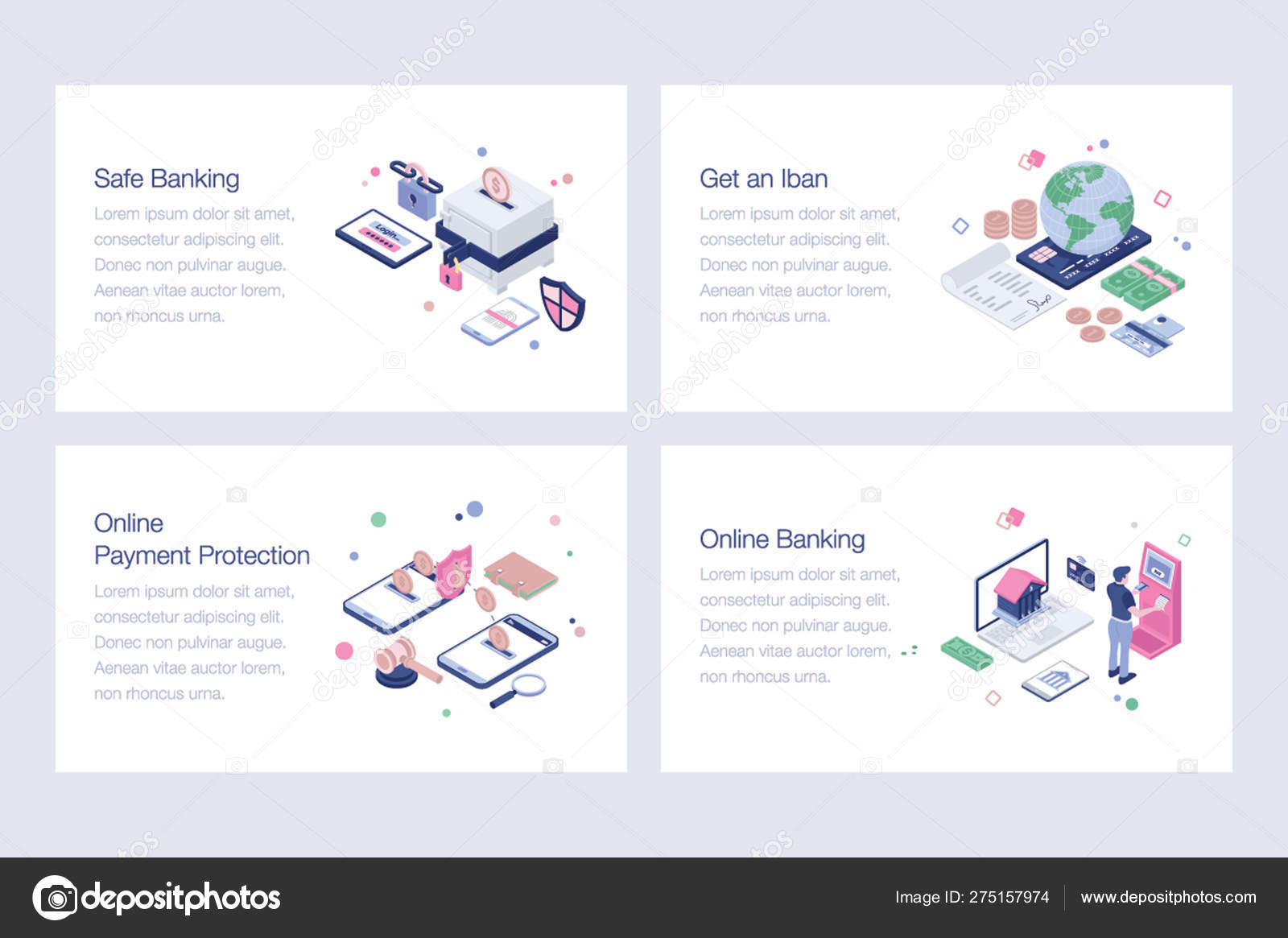 Set Online Banking Illustrations Stock Vector by ©vectorsmarket #275157974