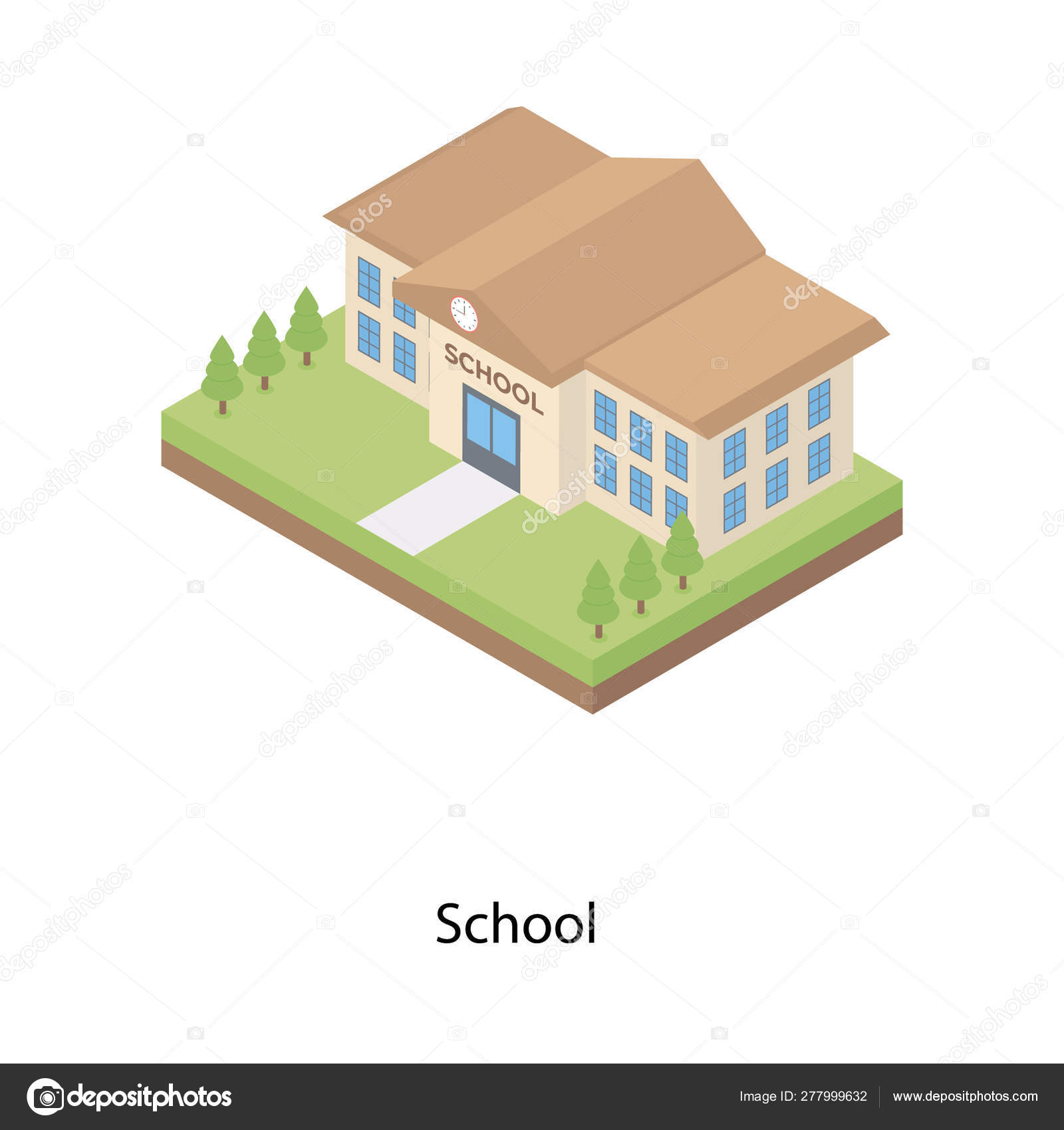 Vector Edificio Escolar Diseño Isométrico Vector de stock por ...