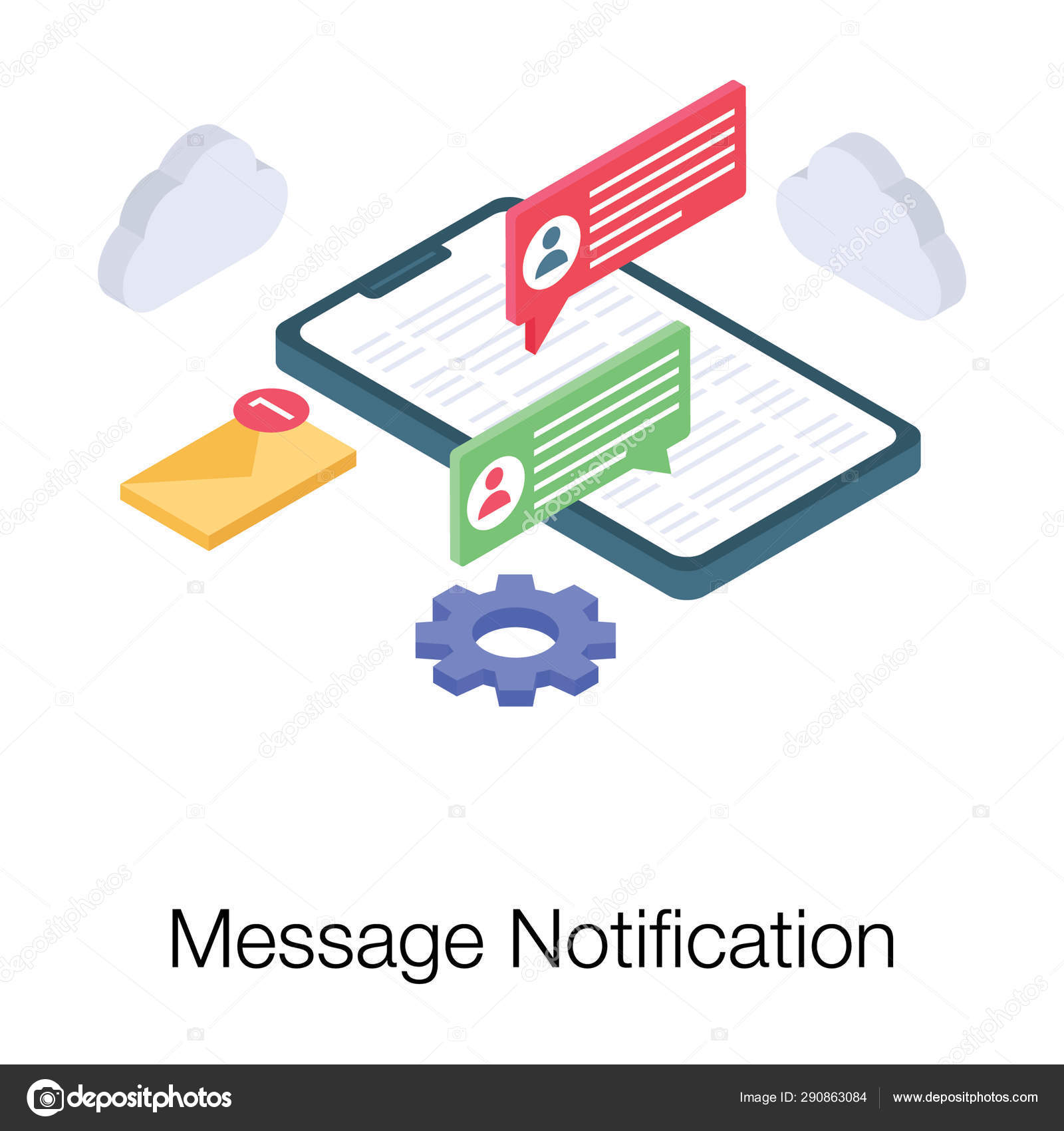 Mobile Message Notification Vector Design Stock Vector Image by ...