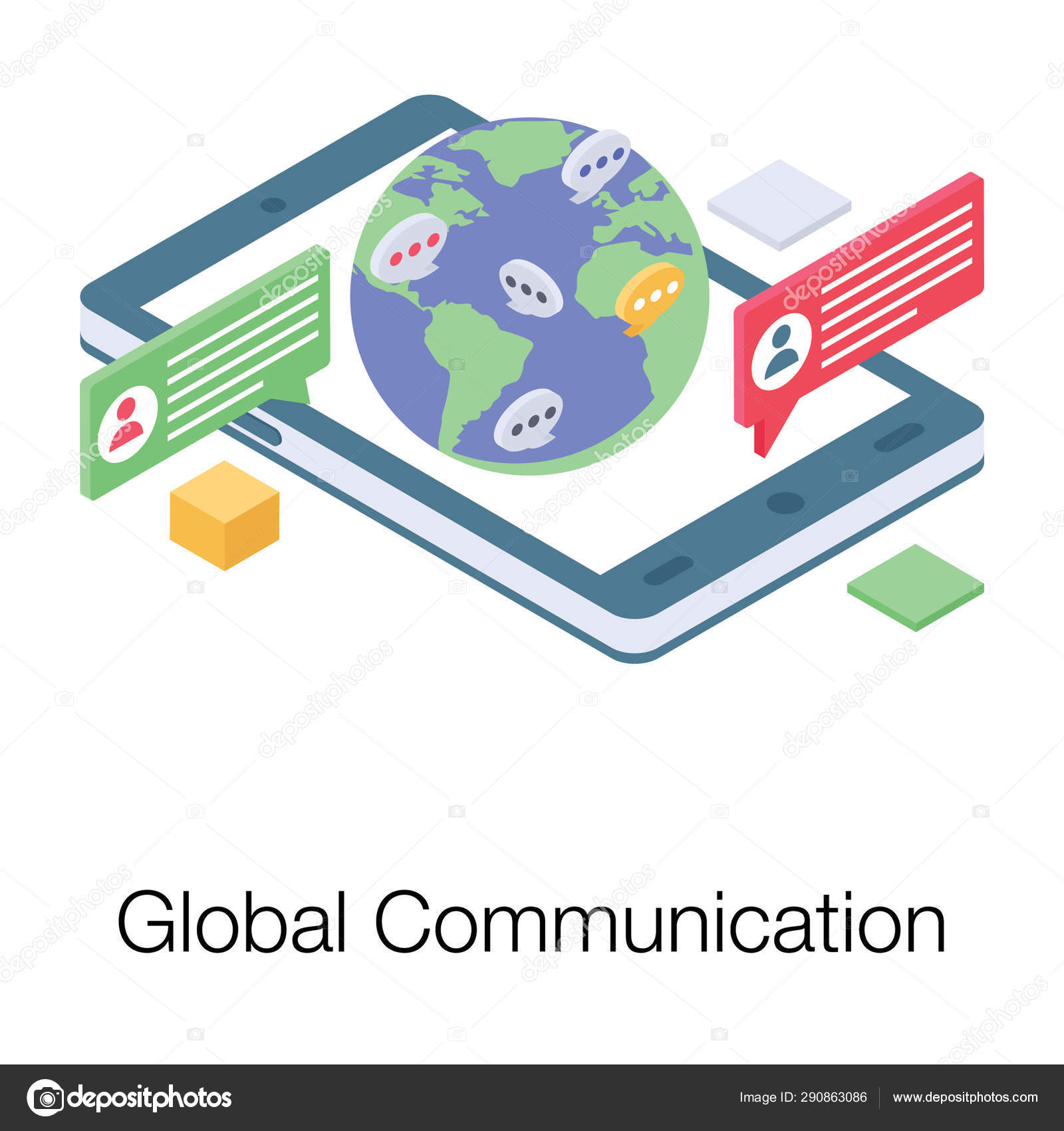 Global Communication Vector Isometric Design Stock Vector Image by ...