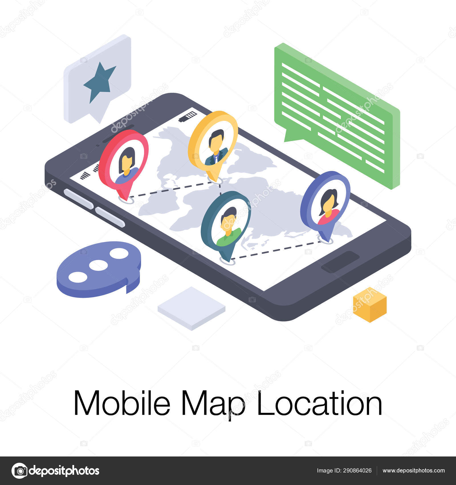 Mobile Map Location Vector Isometric Design Stock Vector by ...