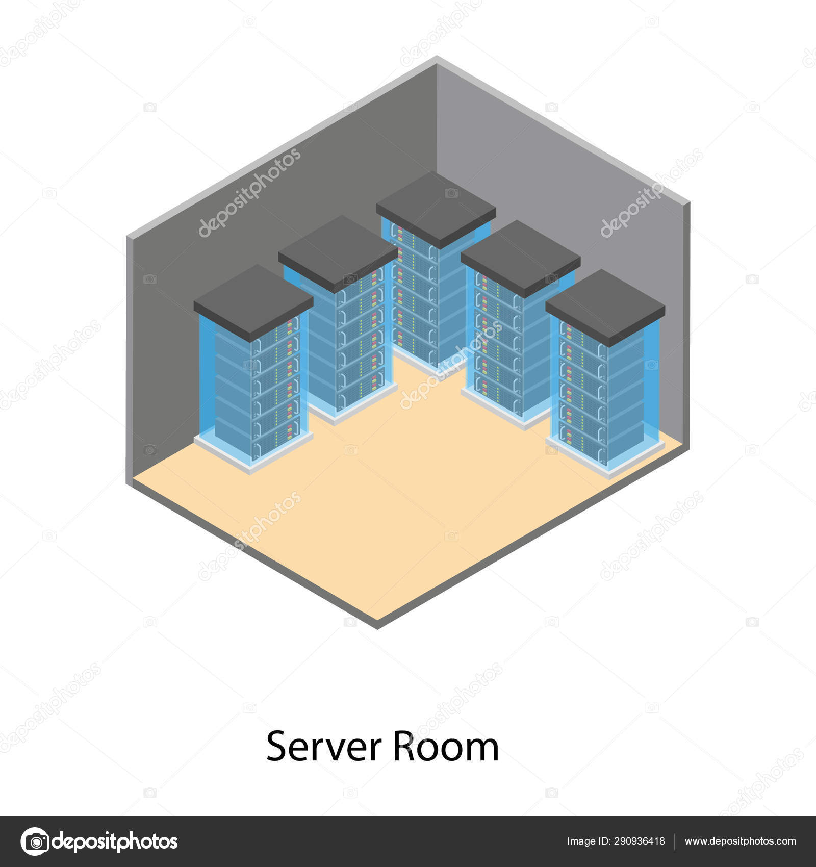 Vector Sala Servidores Diseño Isométrico Vector de stock #290936418 de ...