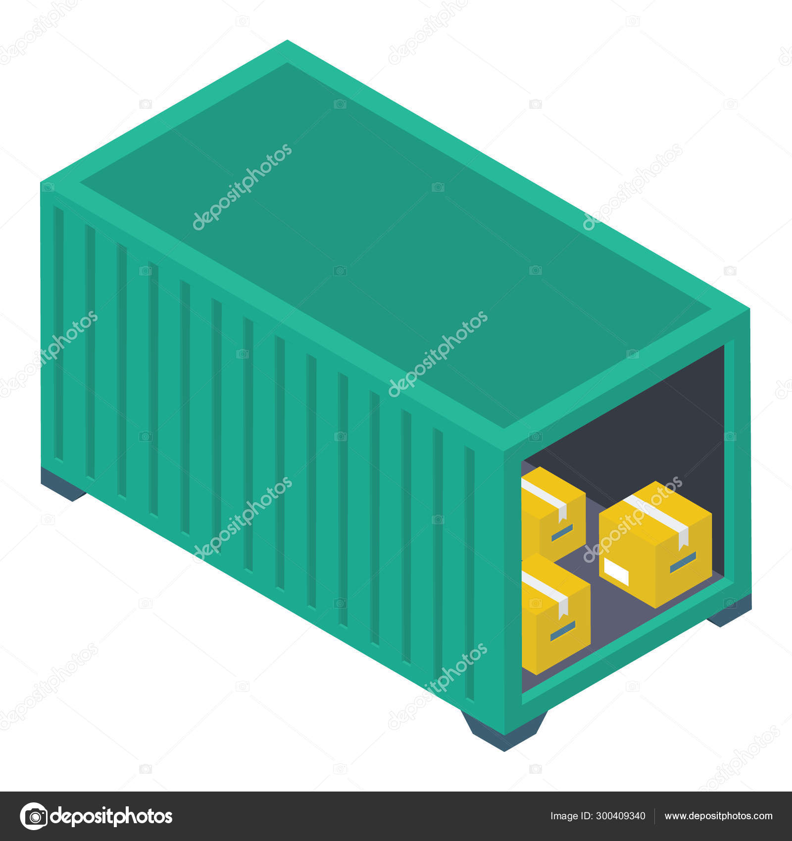 Icon Cargo Container Isometric Design Stock Illustration by ...