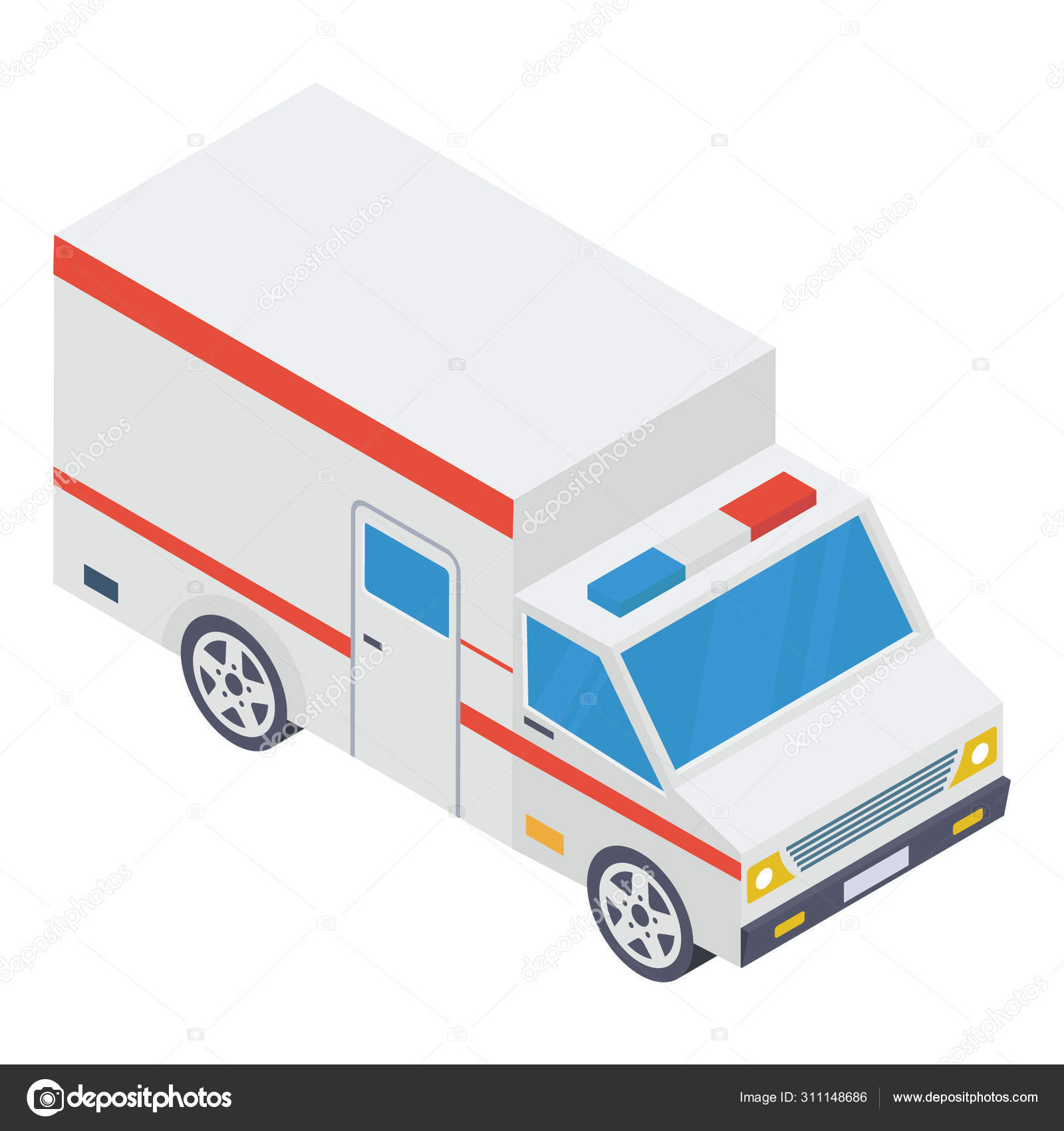 Medical Transport Ambulance Isometric Design Vector Stock Vector Image ...