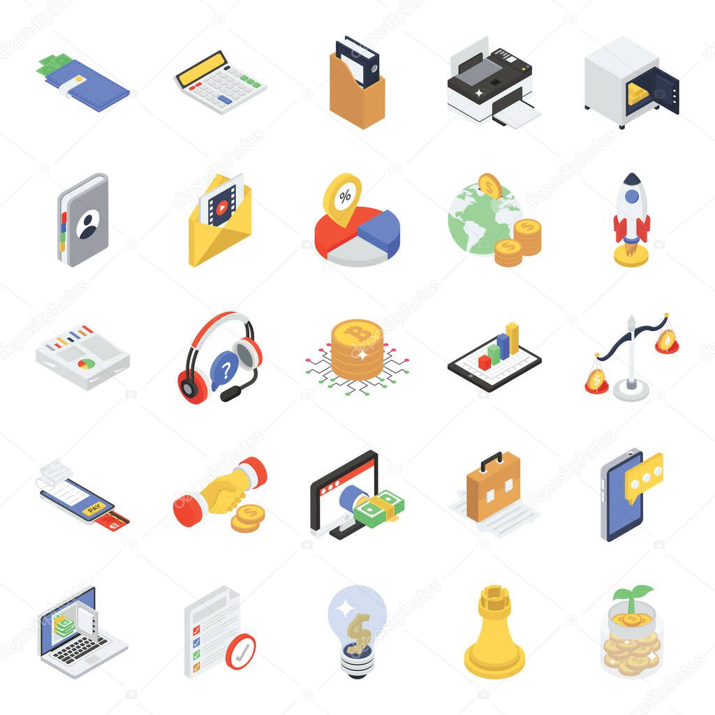 Aquí hay un icono de negocio en estilo isométrico moderno. Una forma ...