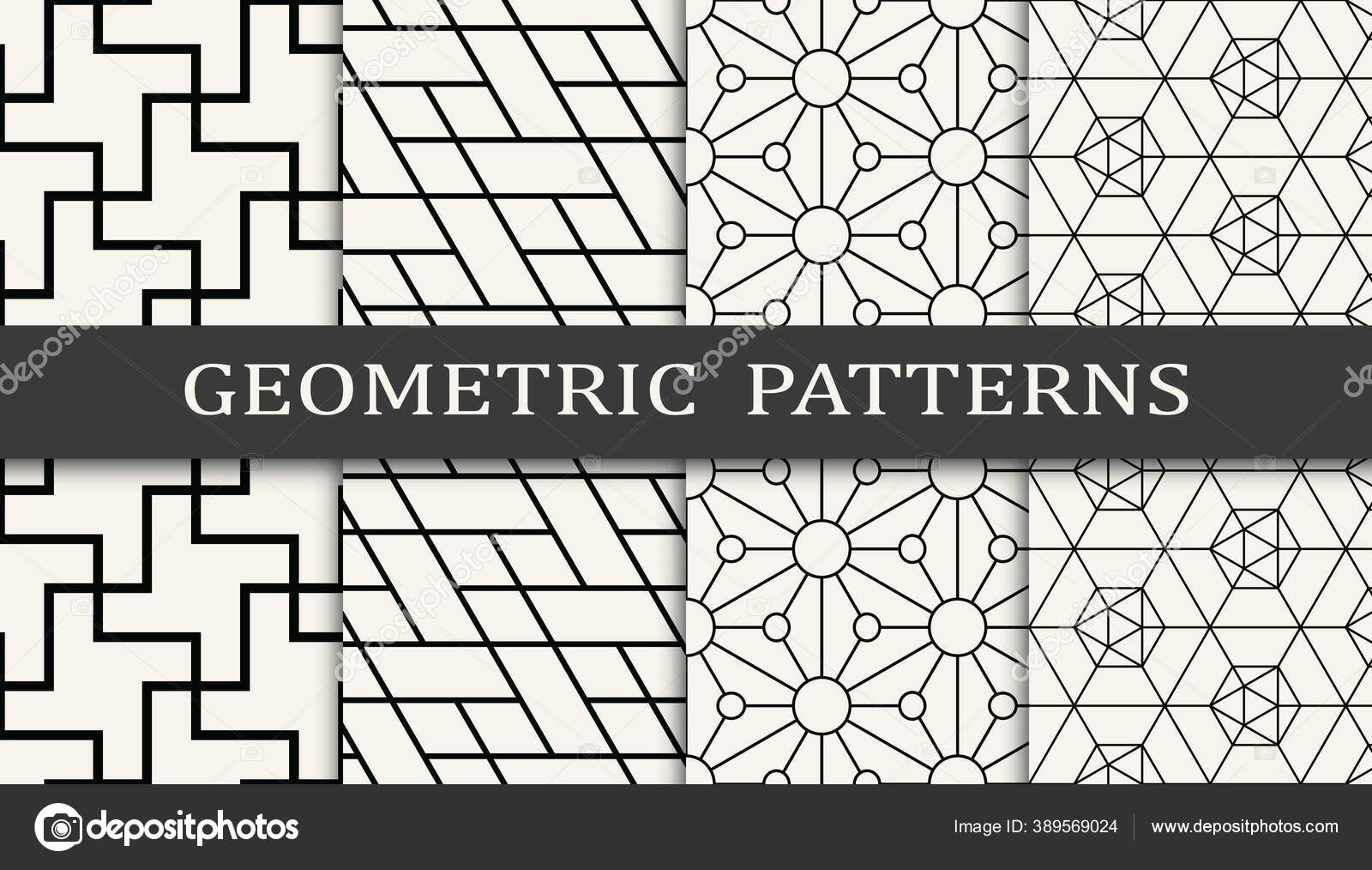 Seamless Geometric Grid Pattern Print Set Fashion Background Pattern ...