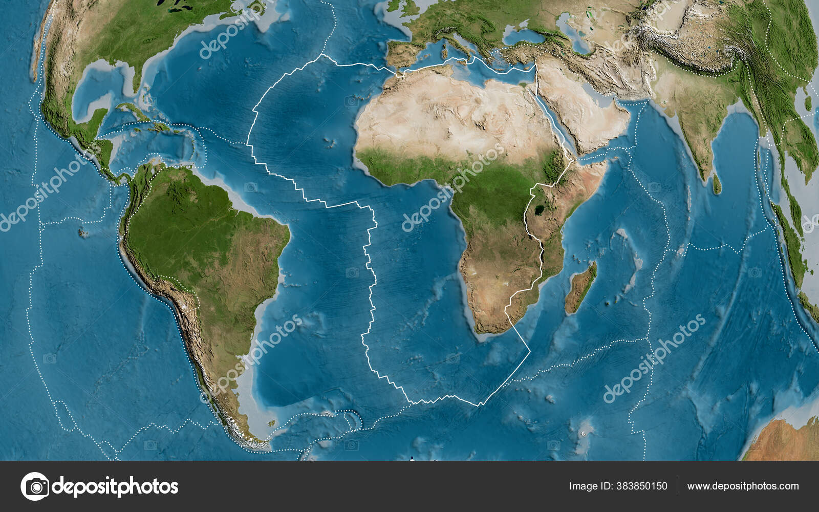 Outline African Tectonic Plate Borders Surrounding Plates Background ...