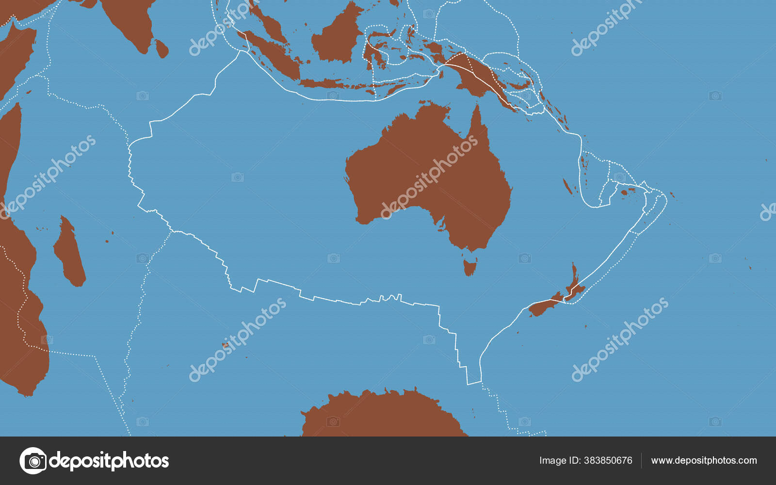 Outline Australian Tectonic Plate Borders Surrounding Plates Background ...