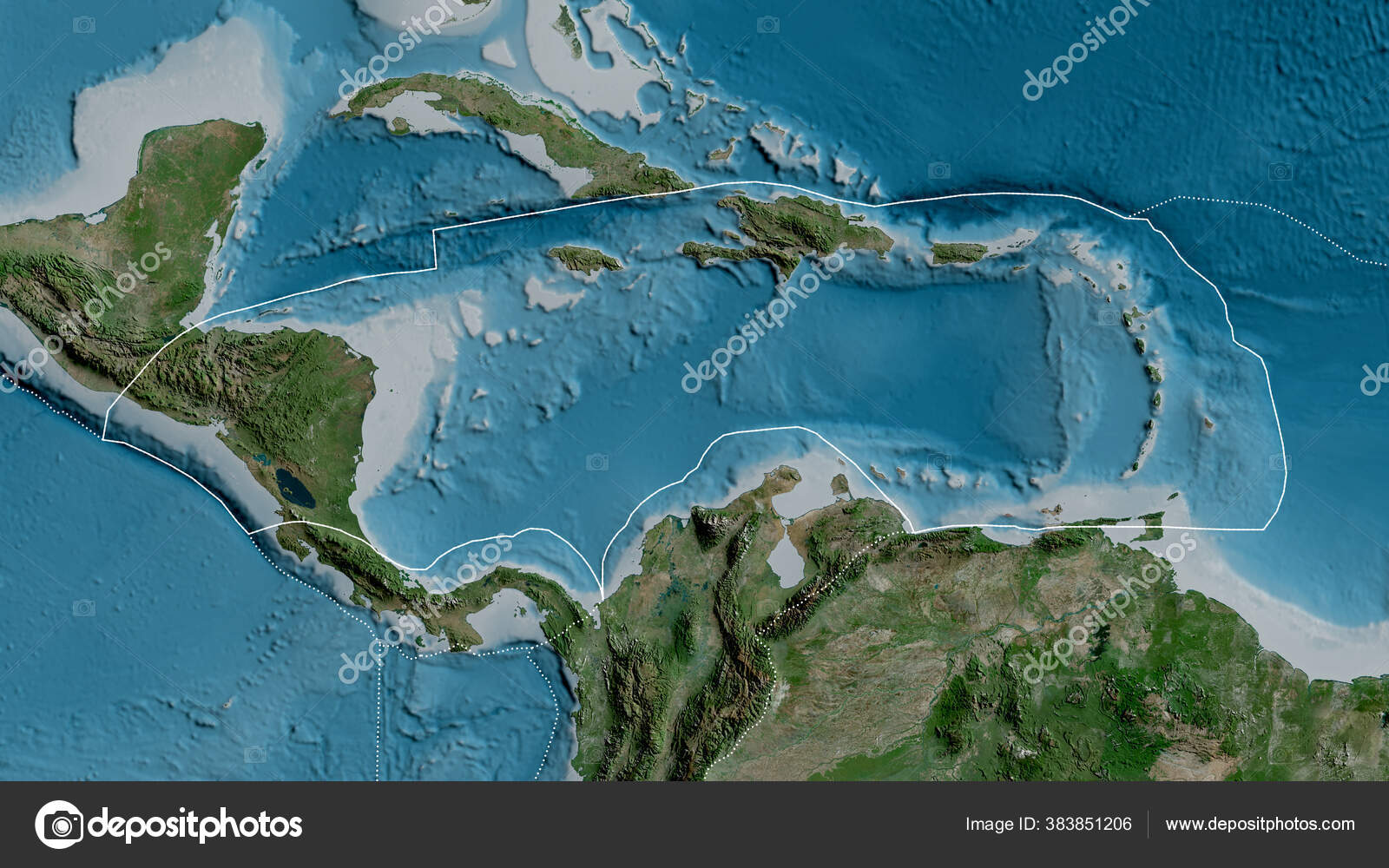 Esquema Placa Tectónica Del Caribe Con Los Bordes Las Placas — Foto de ...