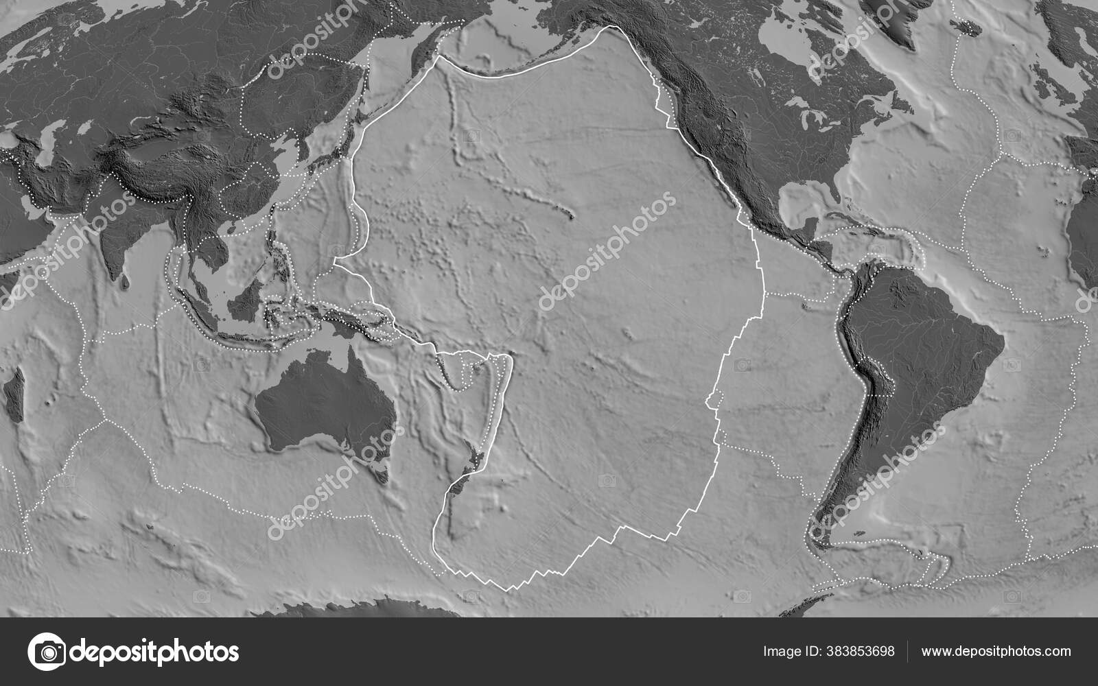Outline Pacific Tectonic Plate Borders Surrounding Plates Background ...