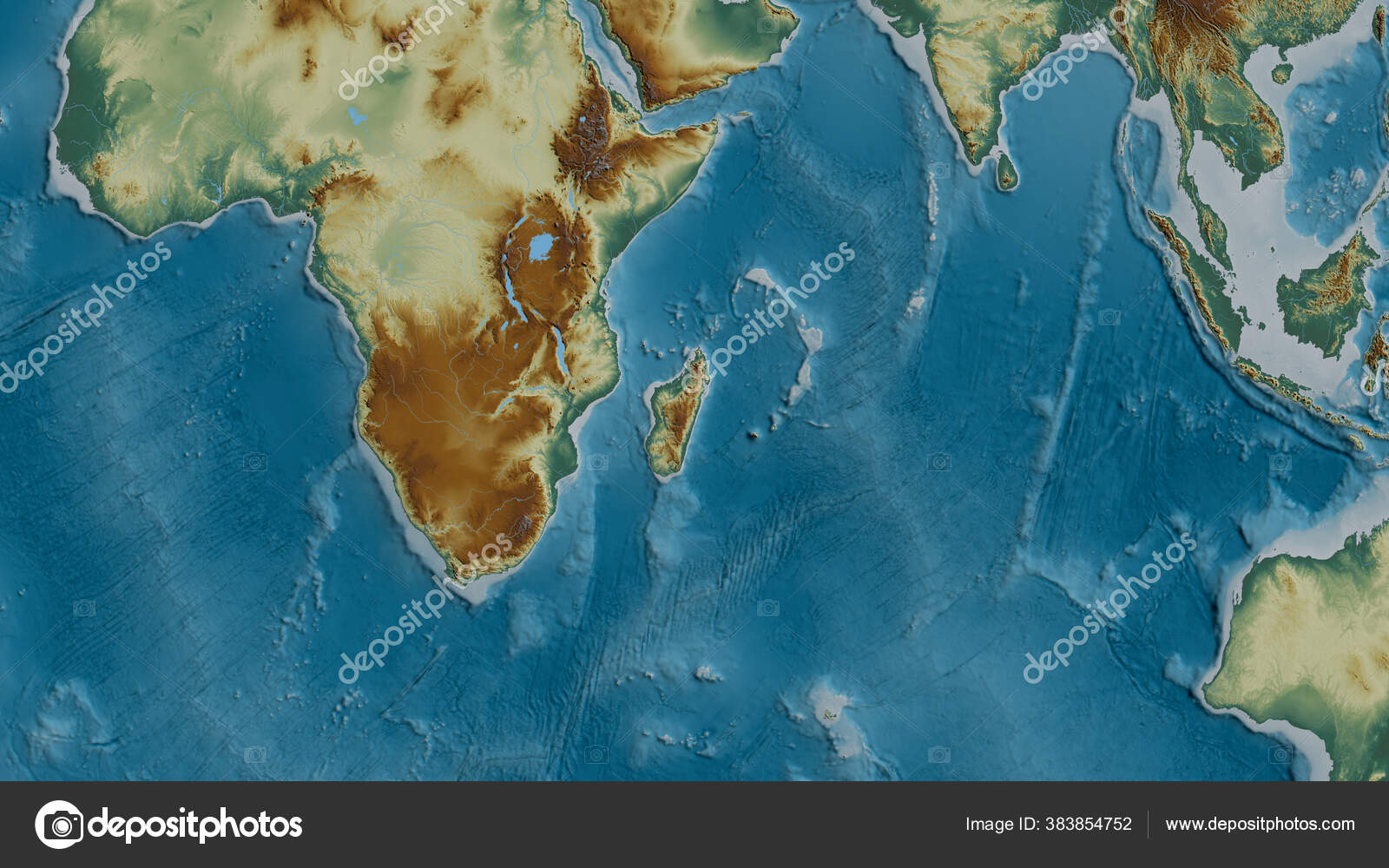 Peta Relief Daerah Sekitar Lempeng Tektonik Somalia Perender — Foto ...