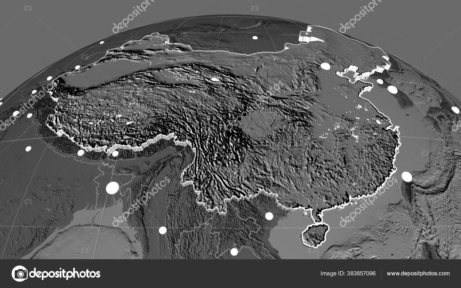 China Extruded Bilevel Orthographic Map Capital Administrative Borders ...
