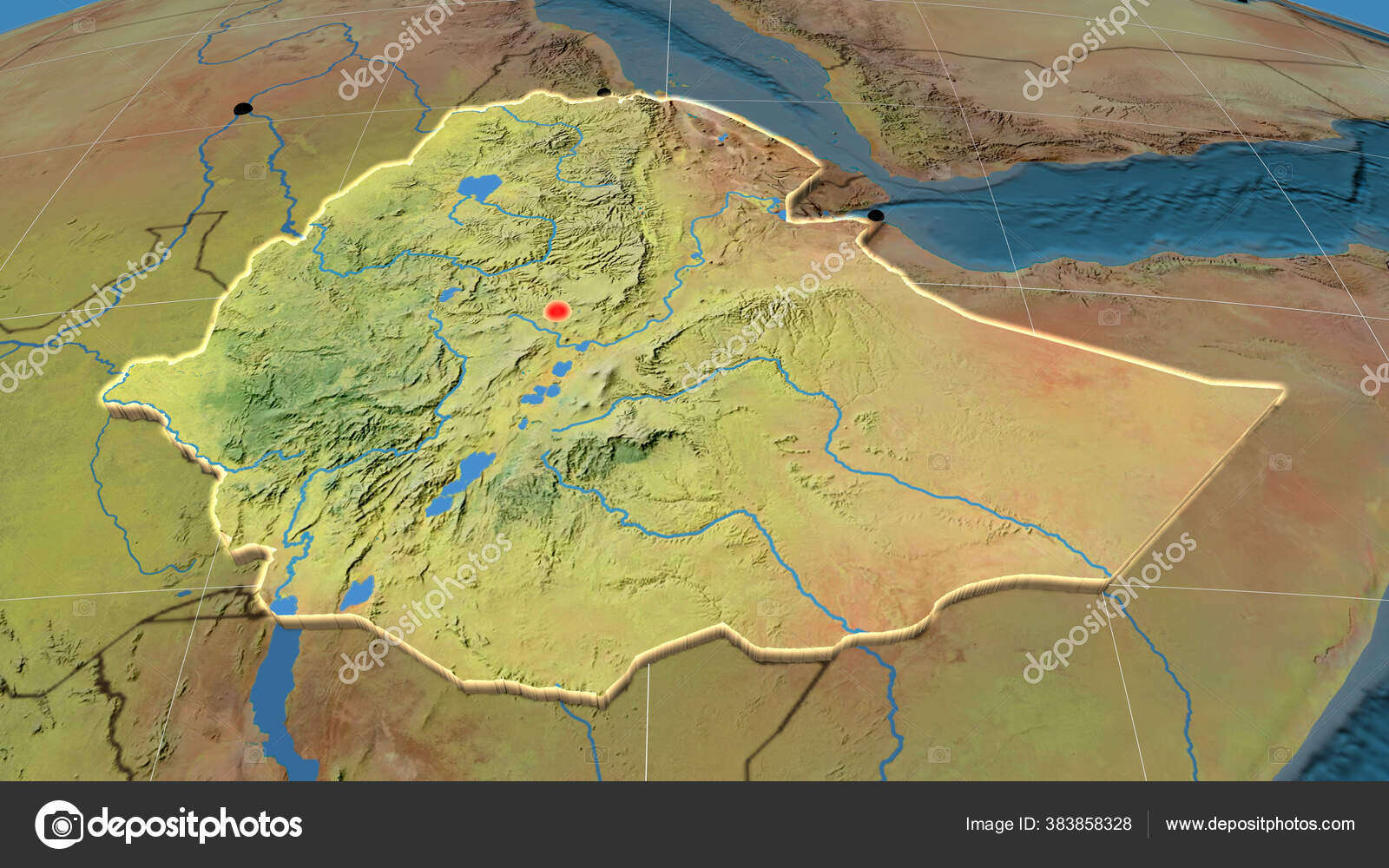 Download - Ethiopia extruded on the topographic orthographic map ...