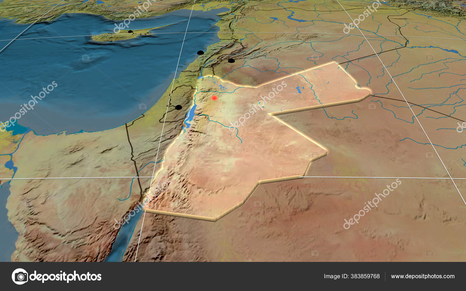 Jordan Extruded Topographic Orthographic Map Capital Administrative ...