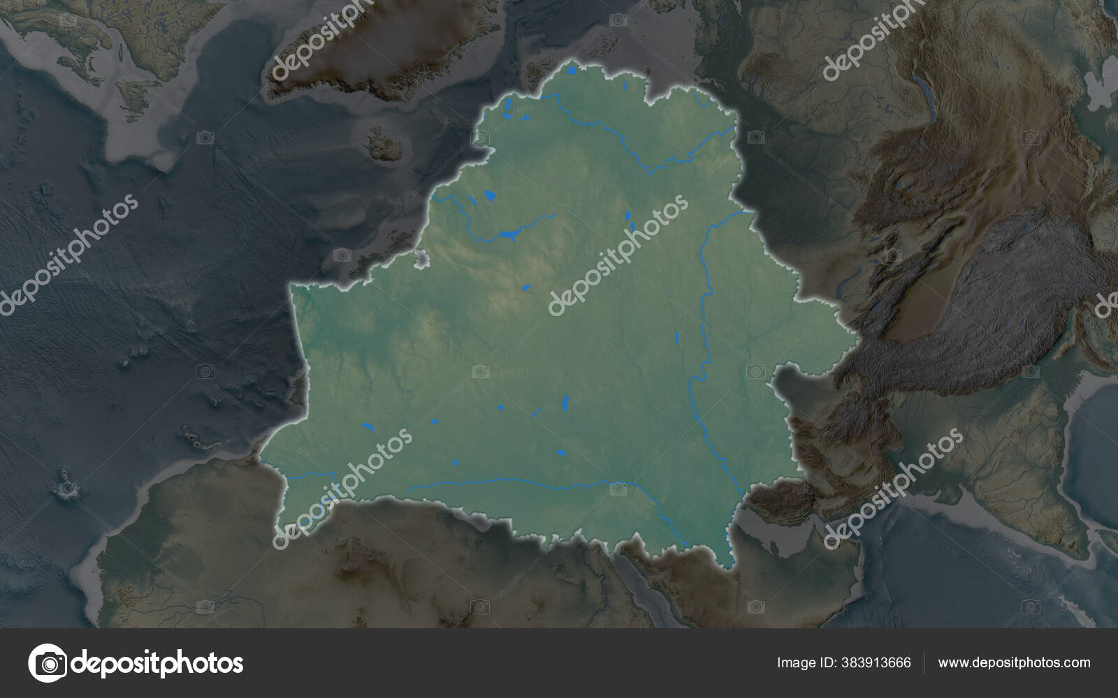 Belarus Area Enlarged Glowed Darkened Background Its Surroundings ...