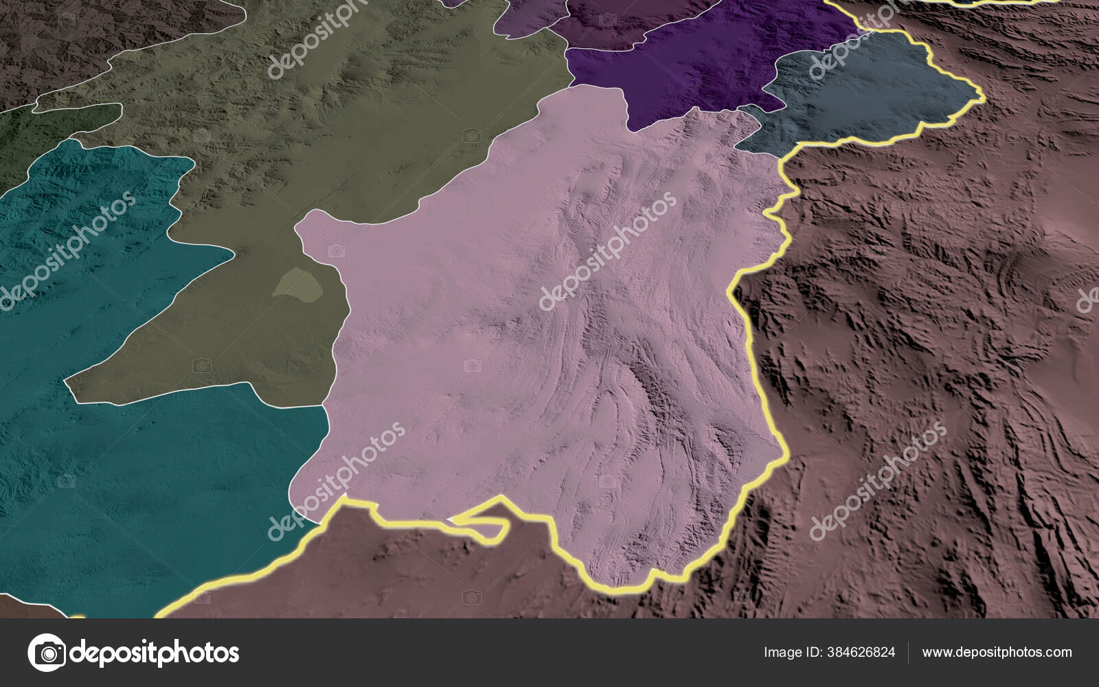 Paktika Province Afghanistan Zoomed Highlighted Colored Bumped Map ...
